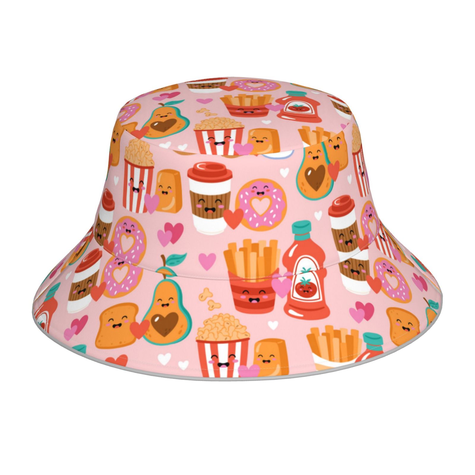 Yiaed Funny Food Print Reflective Stripe Bucket Hat Unisex Funny ...