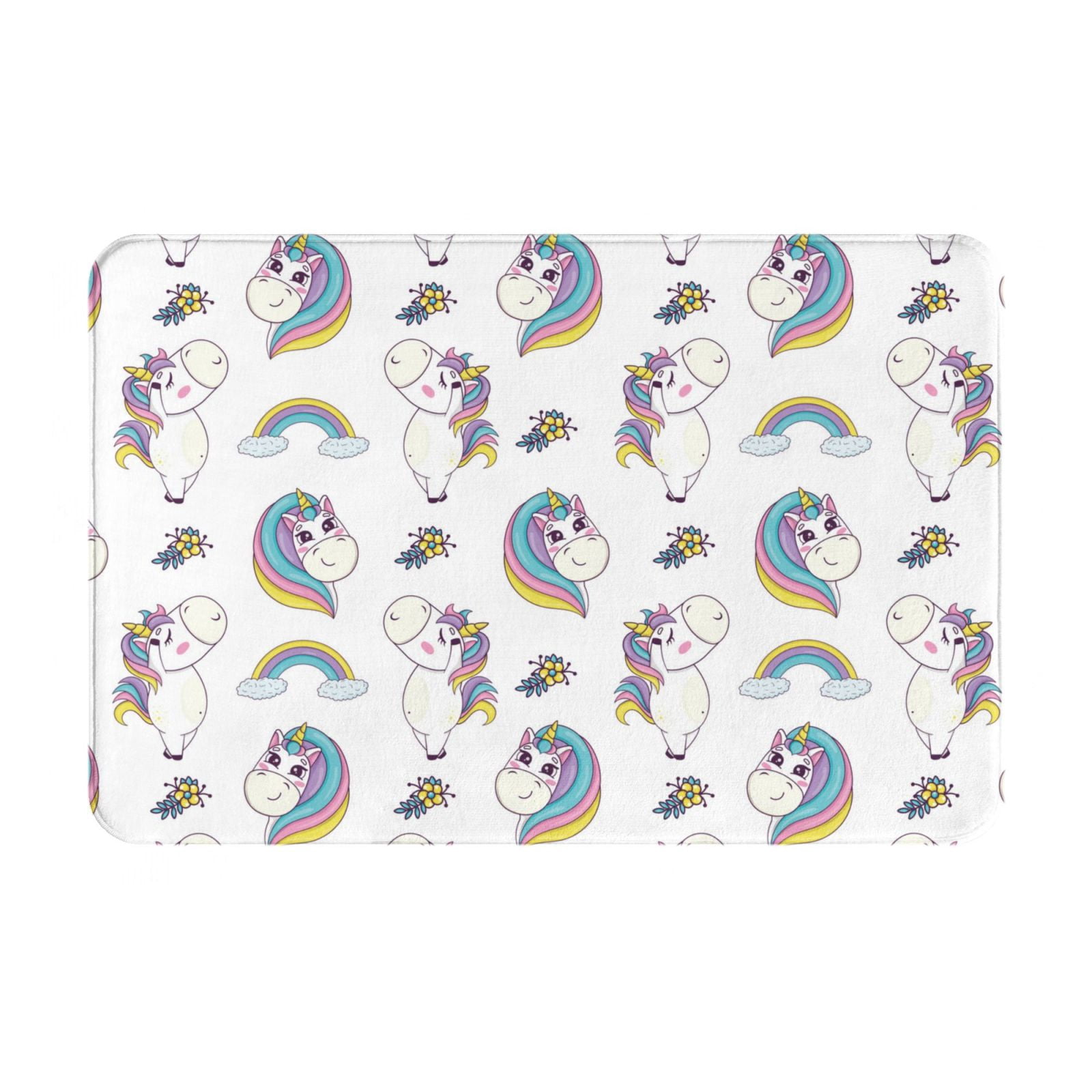 Yiaed Funny Kawaii Unicorns Dancing Print Flannel Doormat Mat Outdoor ...