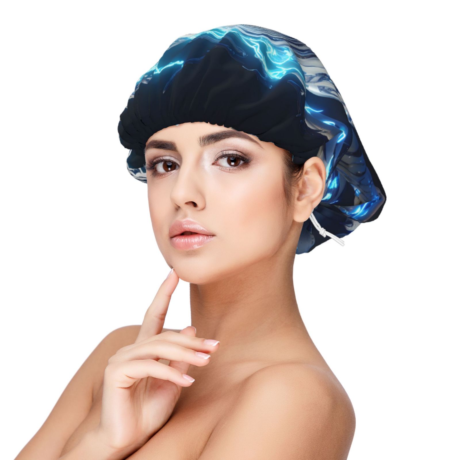 Yiaed Futuristic Blue Light White Tiger Print Satin Bonnet Silk Bonnet ...