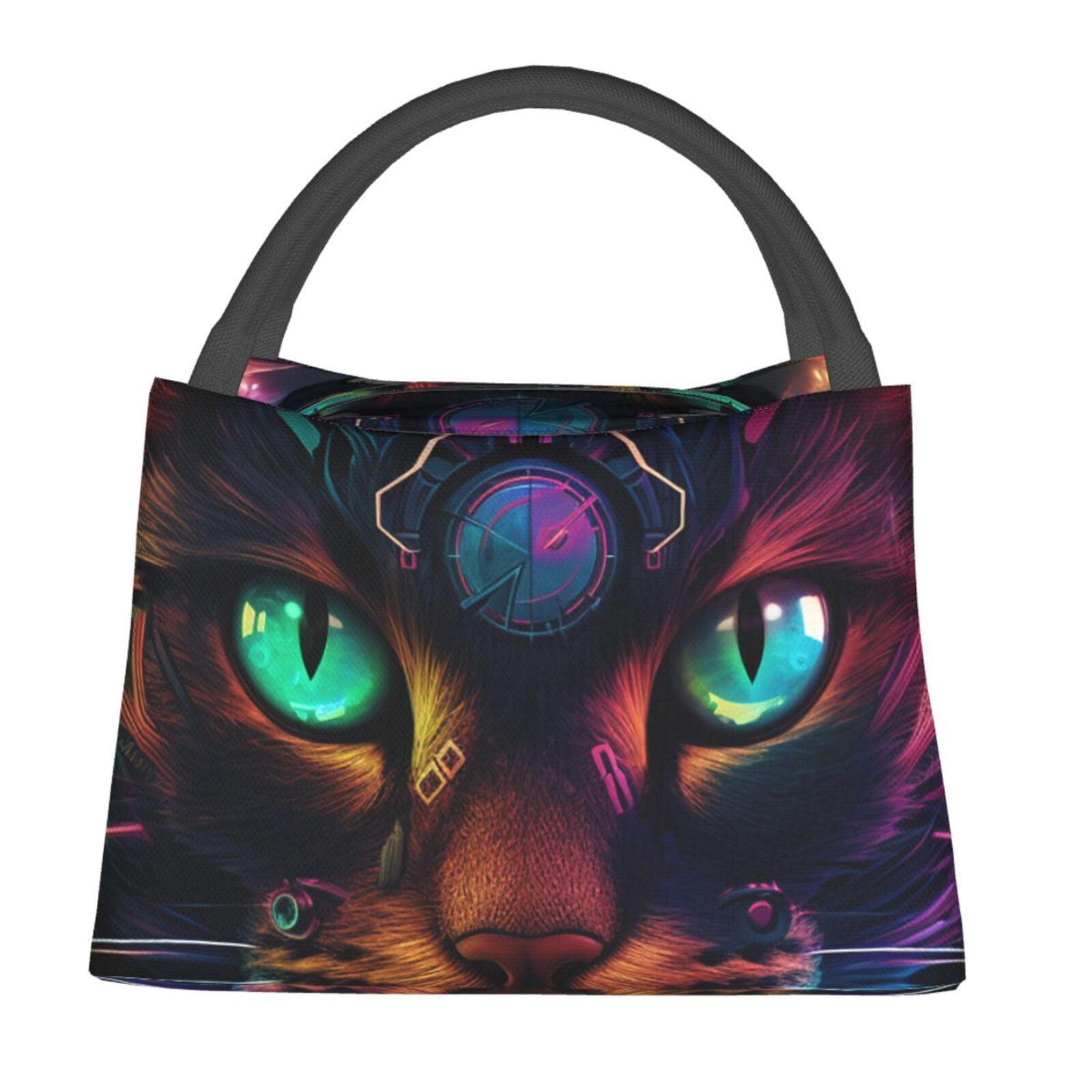 Yiaed Futuristic Cat Warrior Print Lunch box lunch bag Portable ...