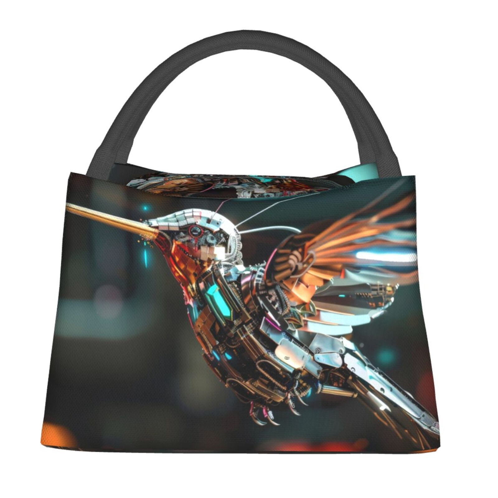 Yiaed Futuristic Robot Hummingbird Print Lunch box lunch bag Portable ...