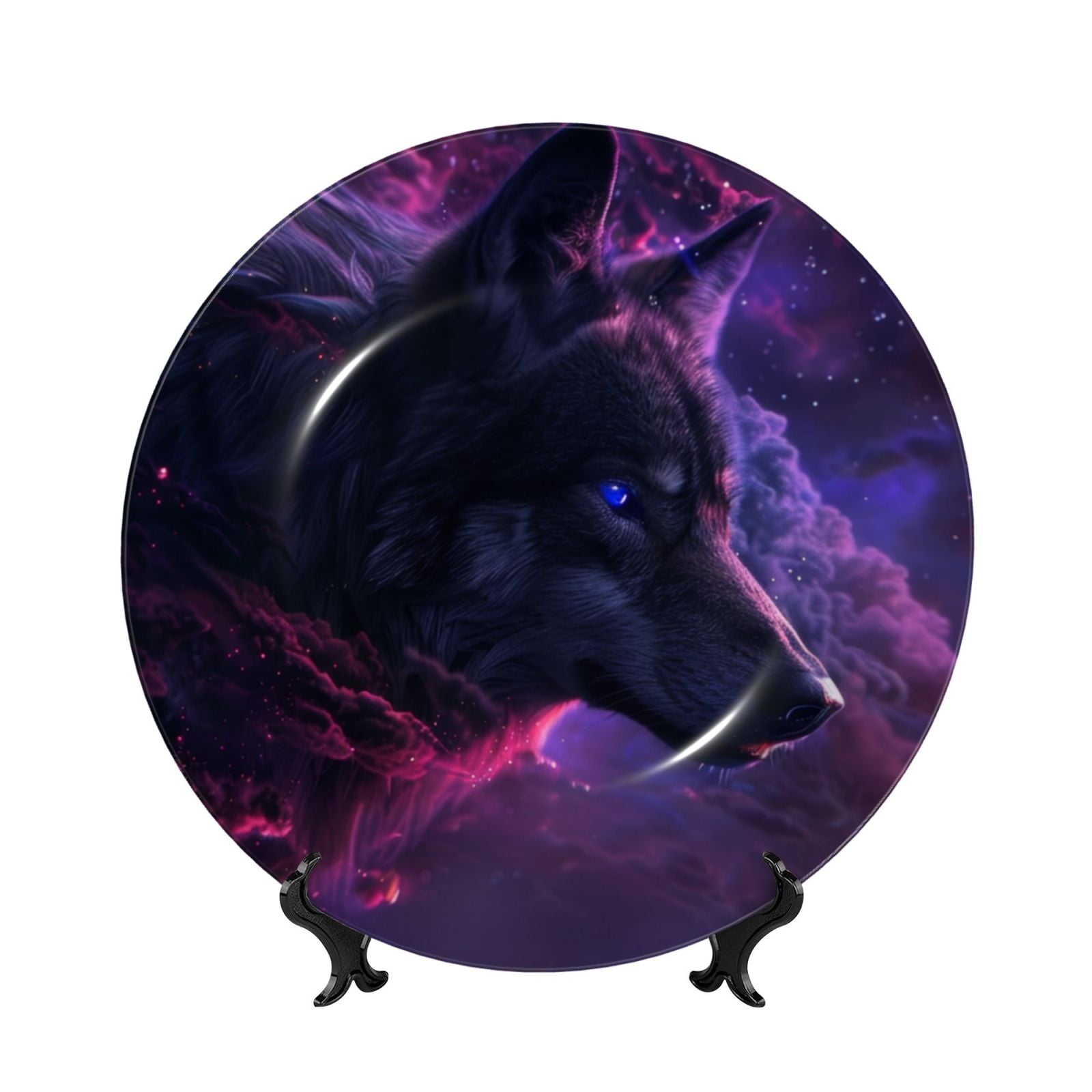 Yiaed Galactic Wolf Stare Print Bone China Decorative Plate Ceramic ...