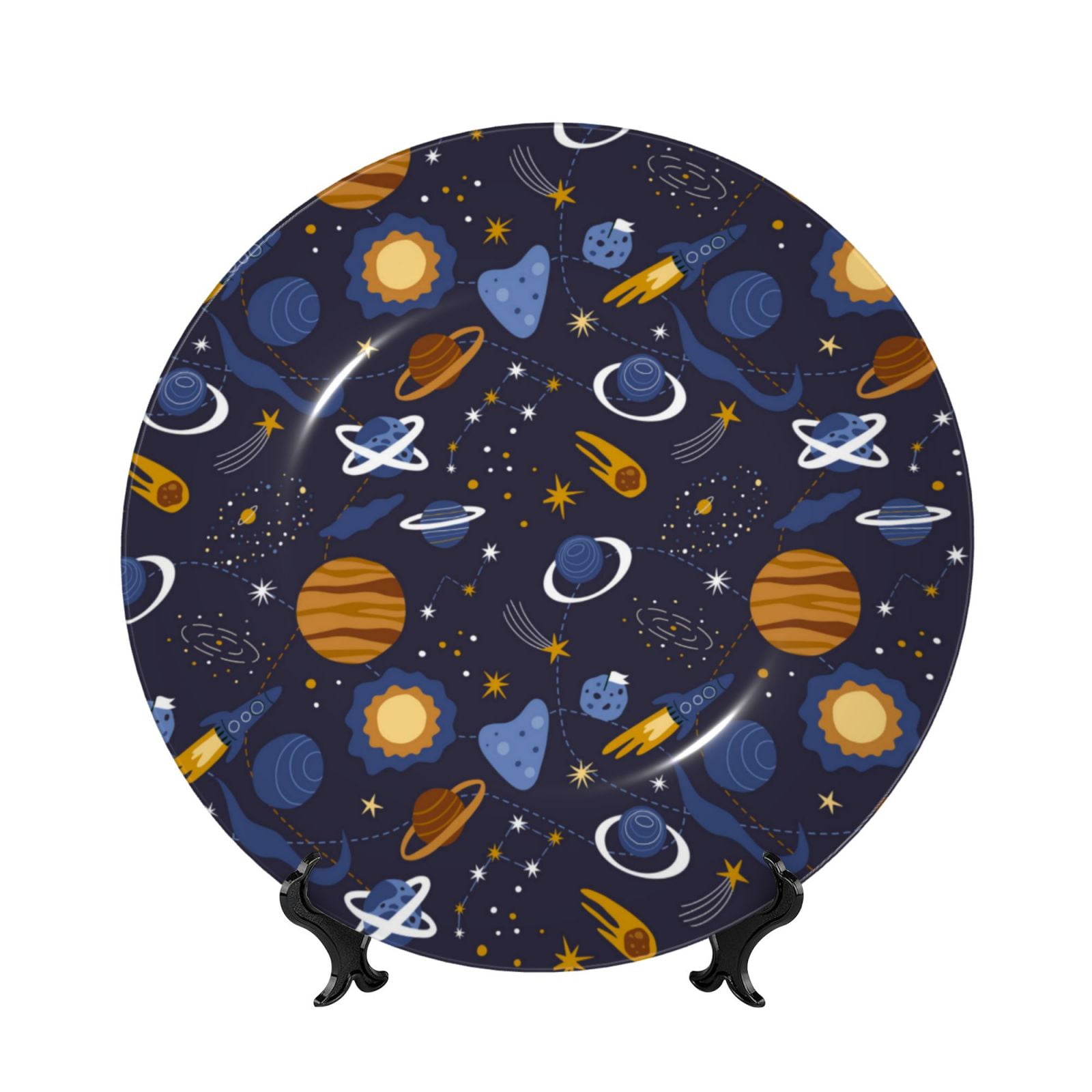 Yiaed Galaxy Print Bone China Decorative Plate Ceramic Dinner Plates ...