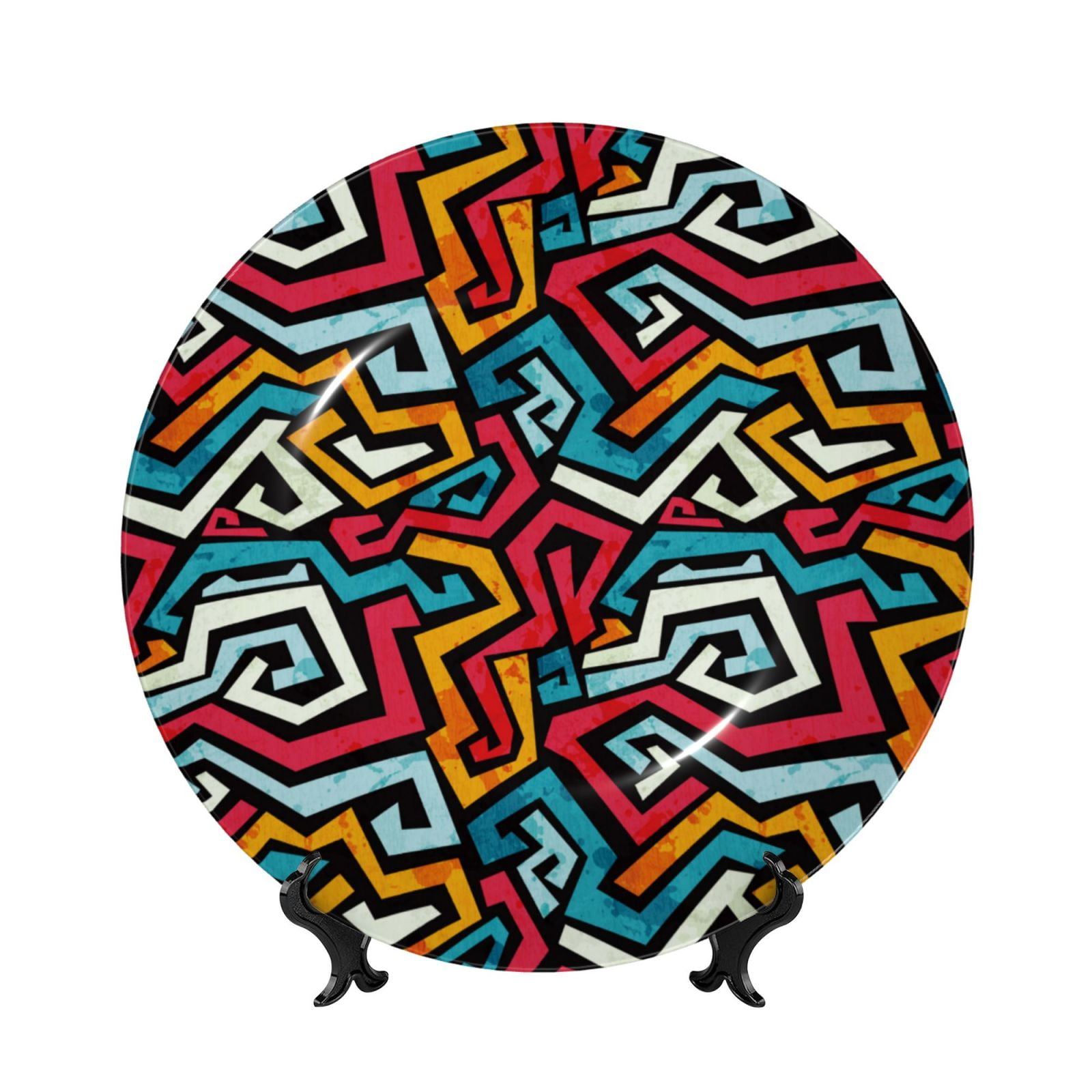Yiaed Geometry Print Bone China Decorative Plate Ceramic Dinner Plates ...