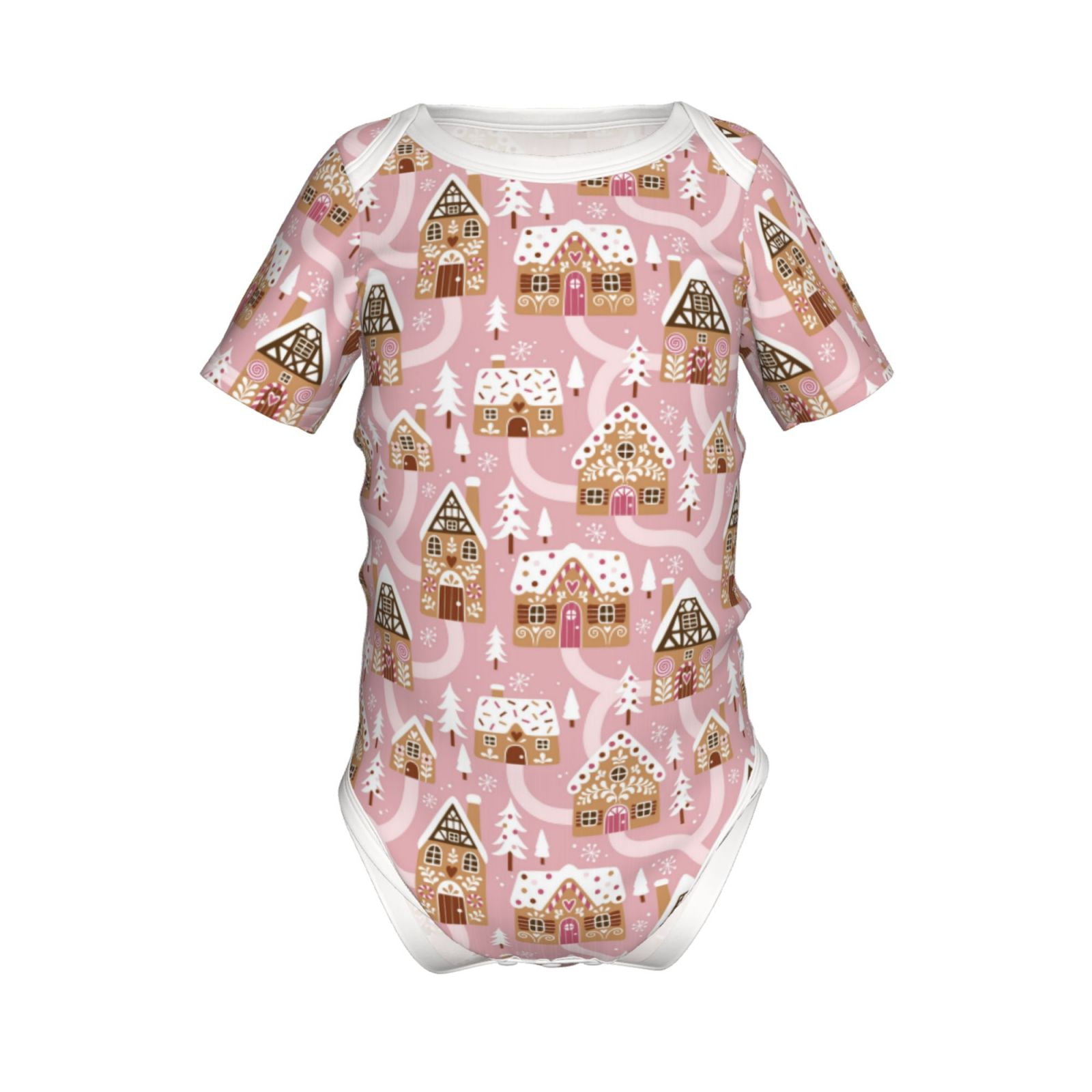 Yiaed Gingerbread Houses Pink Wonderland Print Infant Climbing Short ...