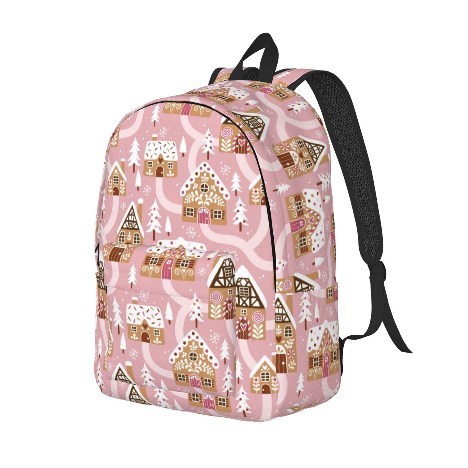 Yiaed Gingerbread Houses Pink Wonderland Print Laptop Backpack Travel ...
