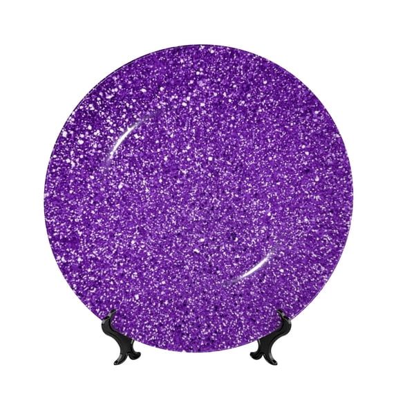 Yiaed Glitter Purple Print Bone China Decorative Plate Ceramic Dinner ...