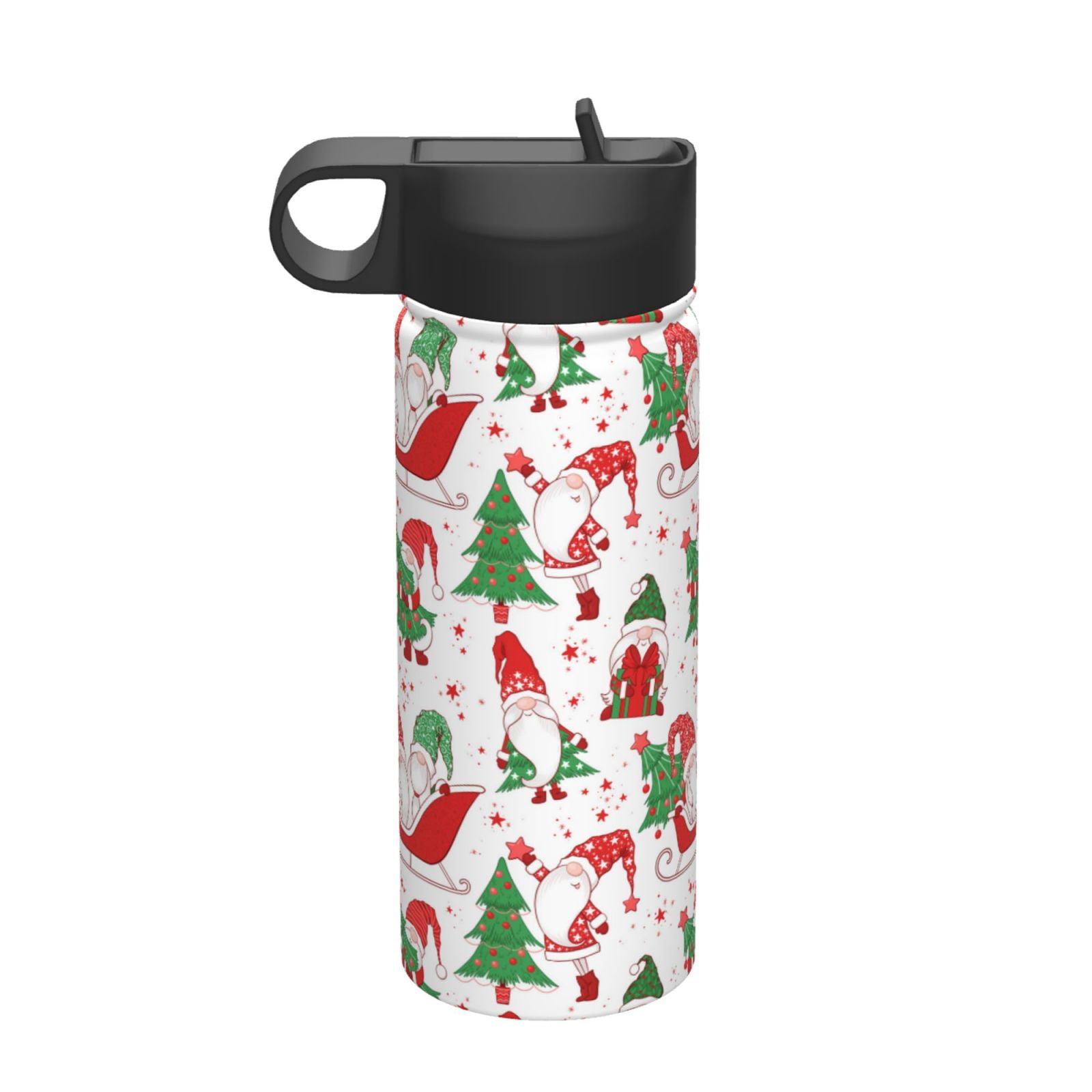Yiaed Gnomes Merry Christmas Print Water Bottle with Straw Lid ...