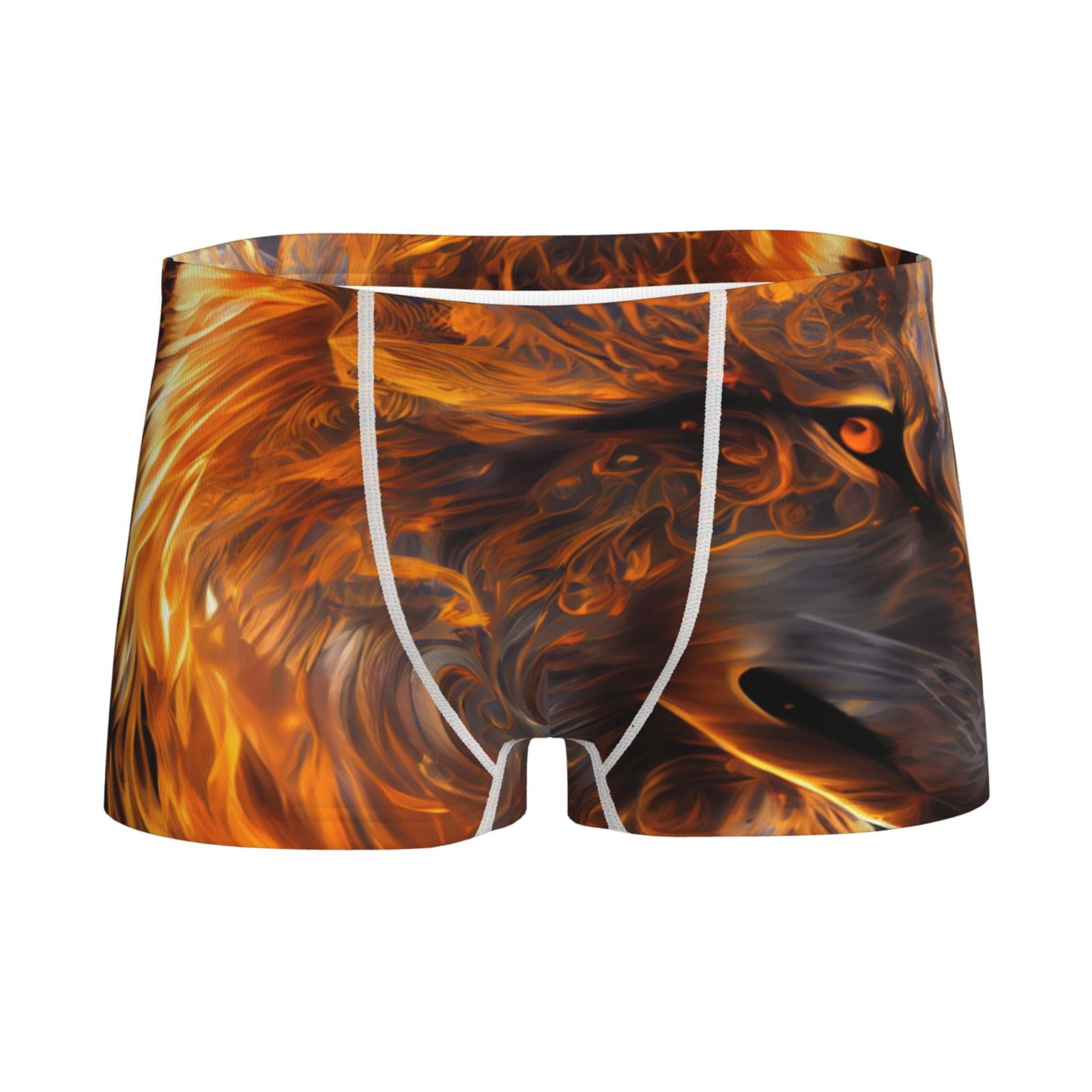 Yiaed Gold Flame Pattern Wolf Print Boys' Boxer Briefs Cotton Casual ...