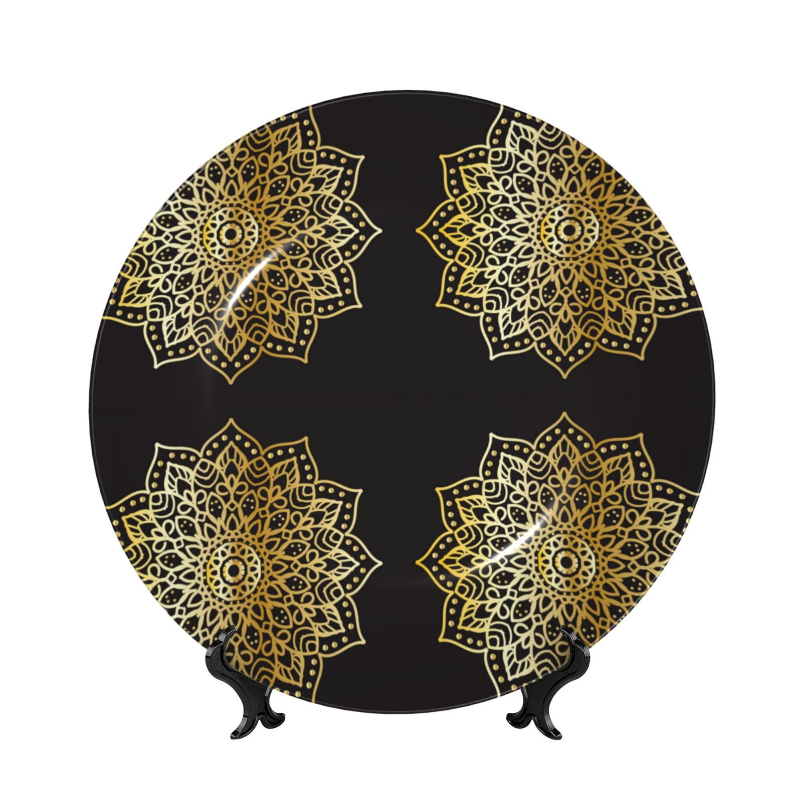 Yiaed Gold Mandala Print Bone China Decorative Plate Ceramic Dinner ...
