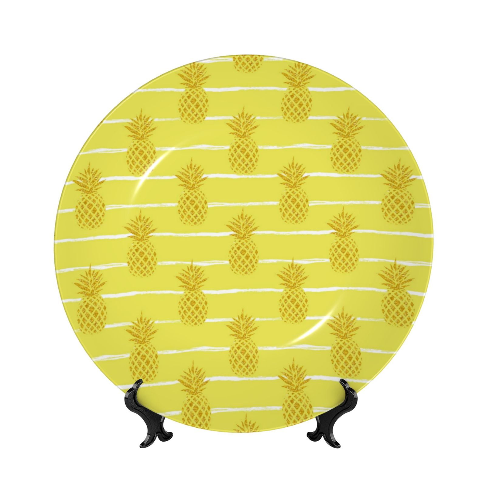 Yiaed Gold Pineapple Print Bone China Decorative Plate Ceramic Dinner ...