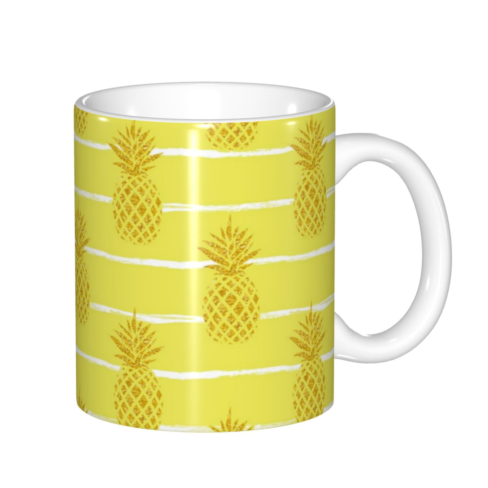 Yiaed Gold Pineapple Print Ceramics Coffee,Large Handle Design,Extra Large Tea and Coffee Cup ...