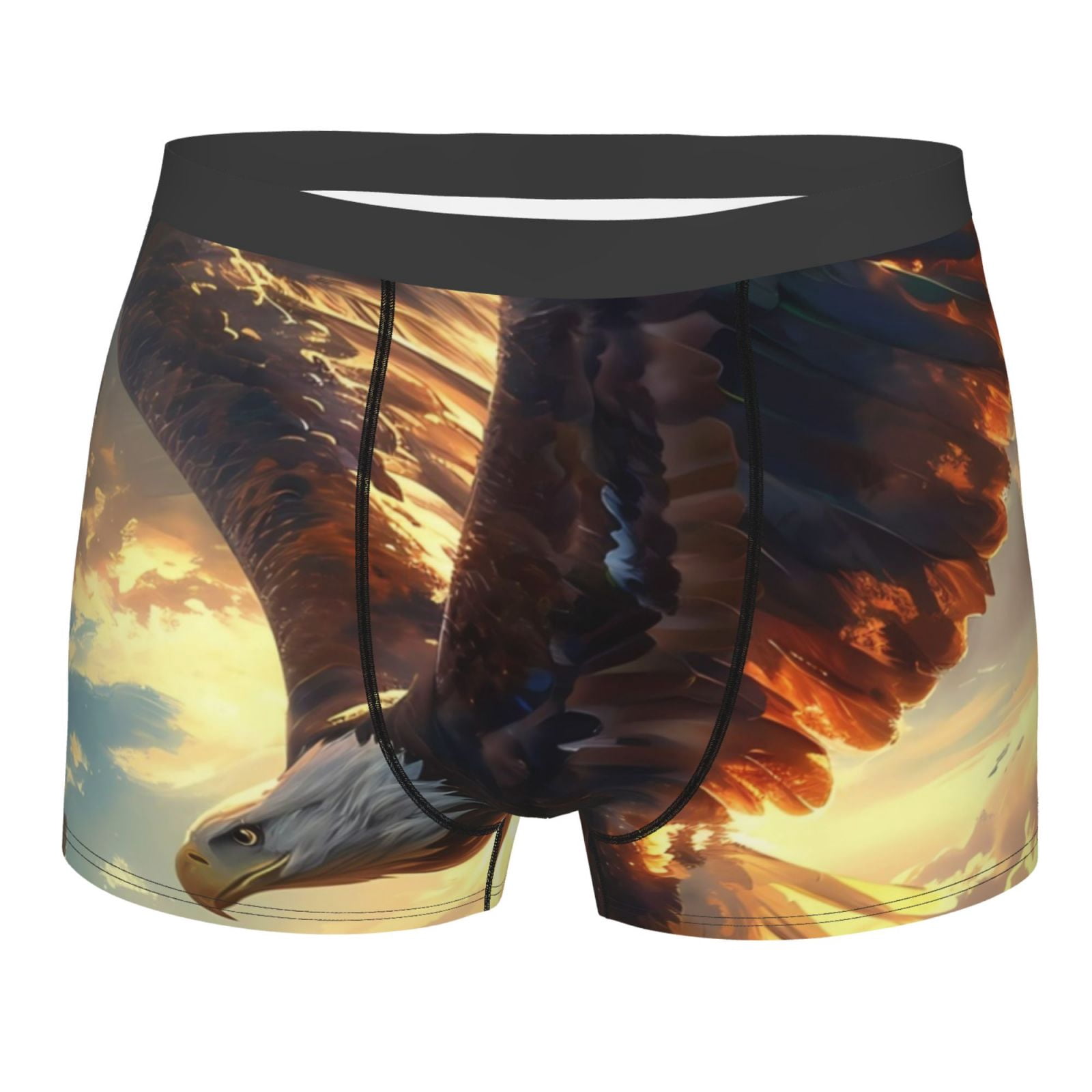 Yiaed Golden Sky Bald Eagle Print Men's Soft Cotton Boxer Shorts ...