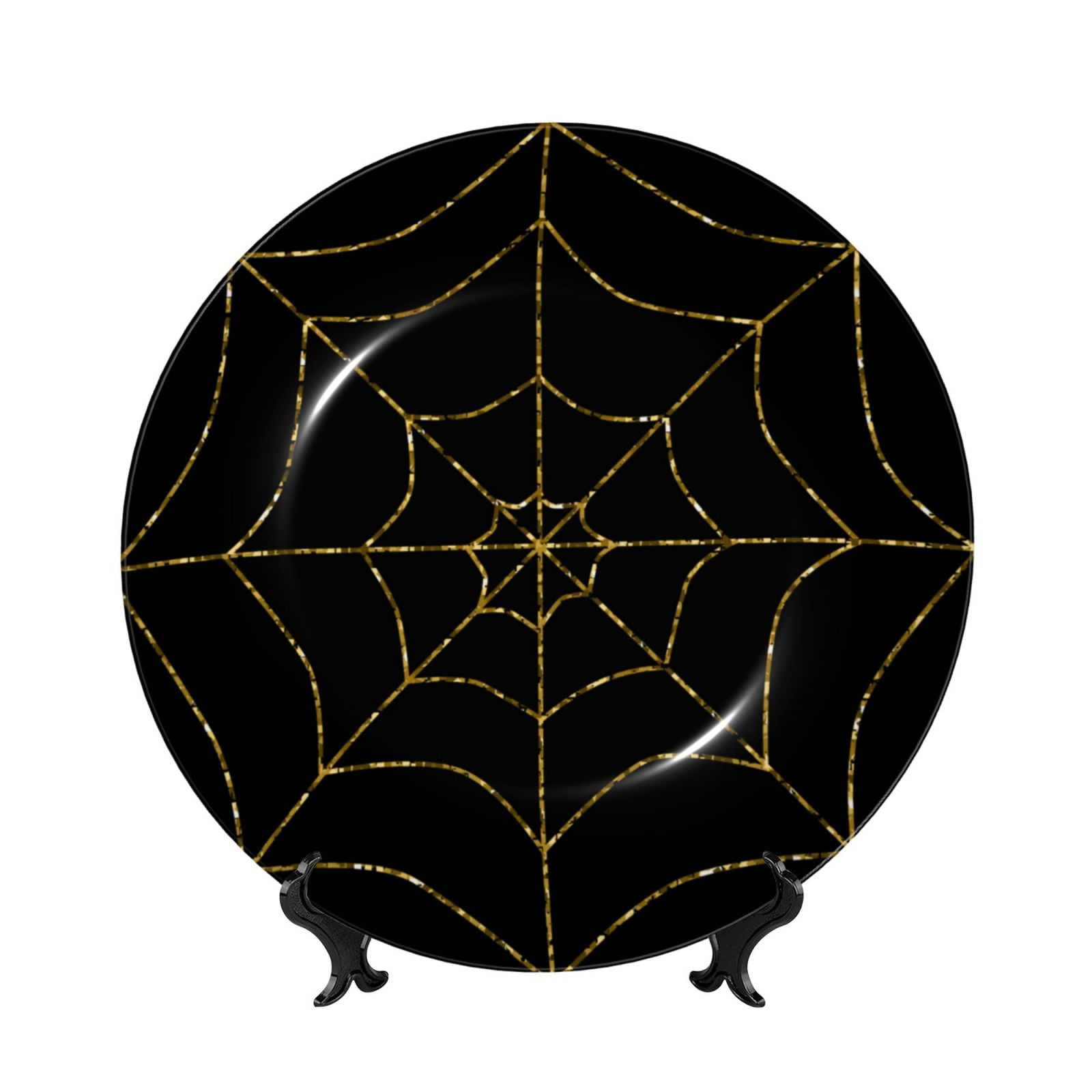 Yiaed Golden Spider Web Print Bone China Decorative Plate Ceramic ...