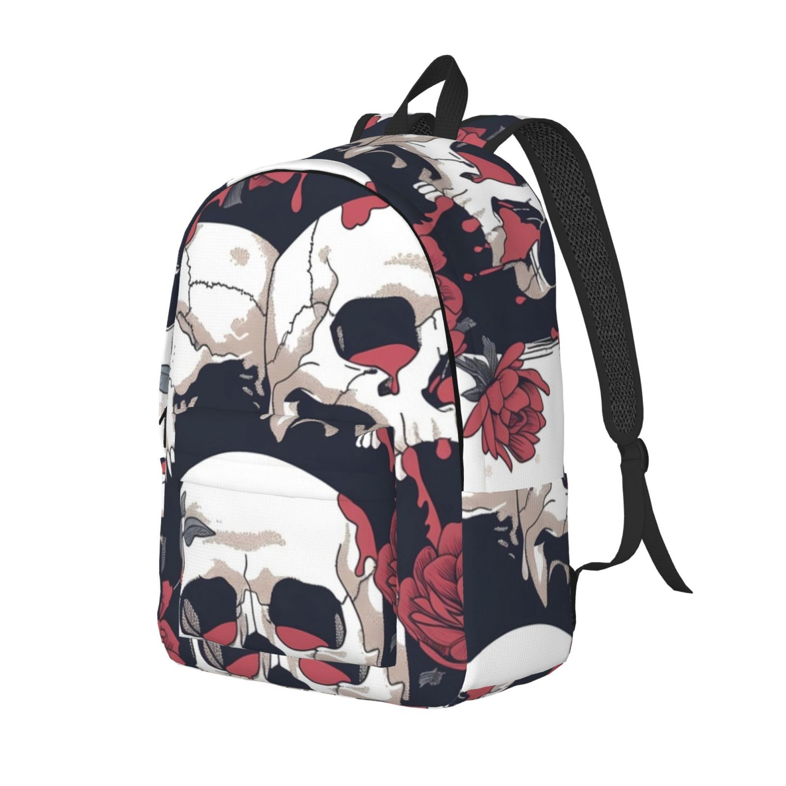 Yiaed Gothic Skulls And Roses Print Laptop Backpack Travel Canvas ...