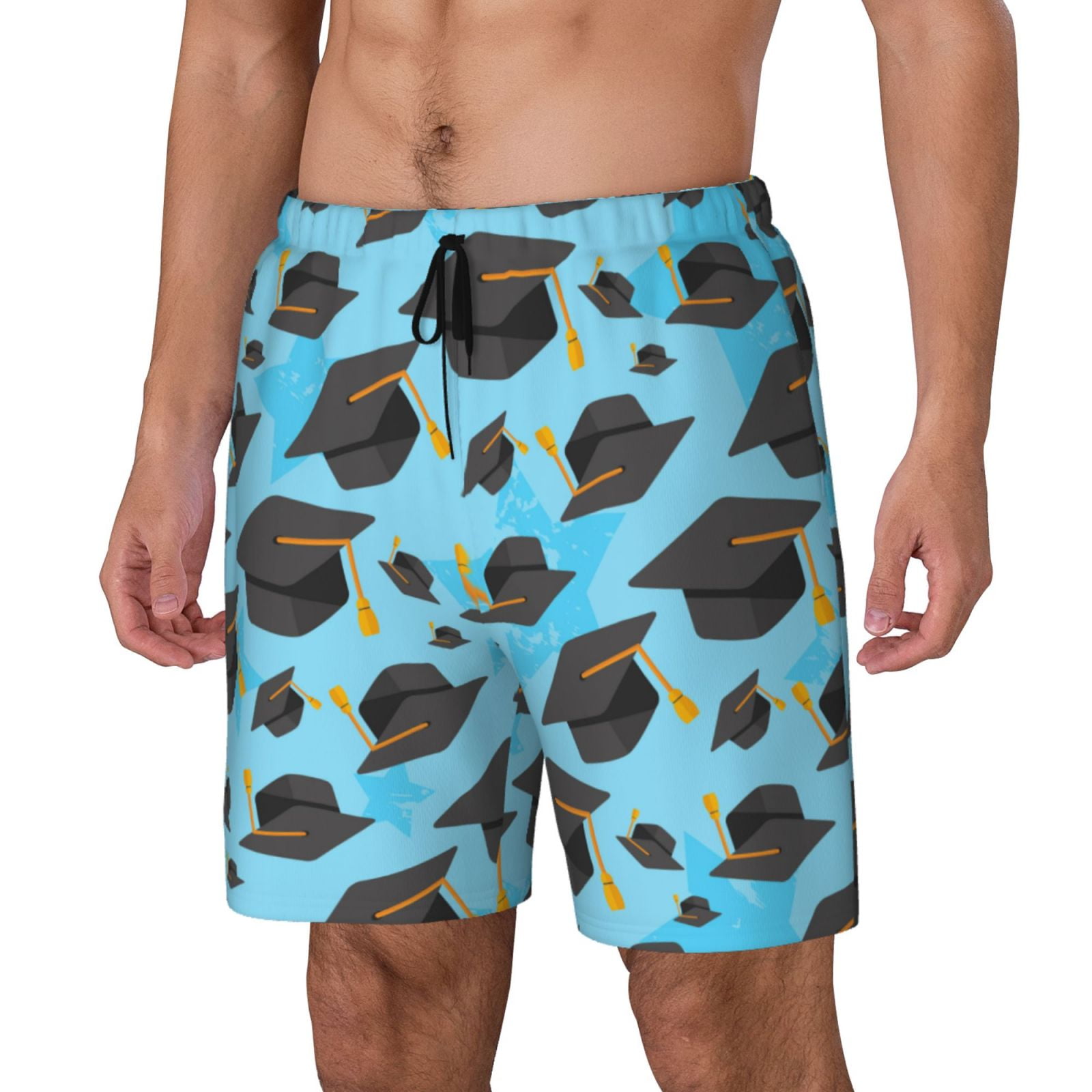 Yiaed Graduation Hats1 Print Mens Swim Trunks Bathing Suit Compression ...