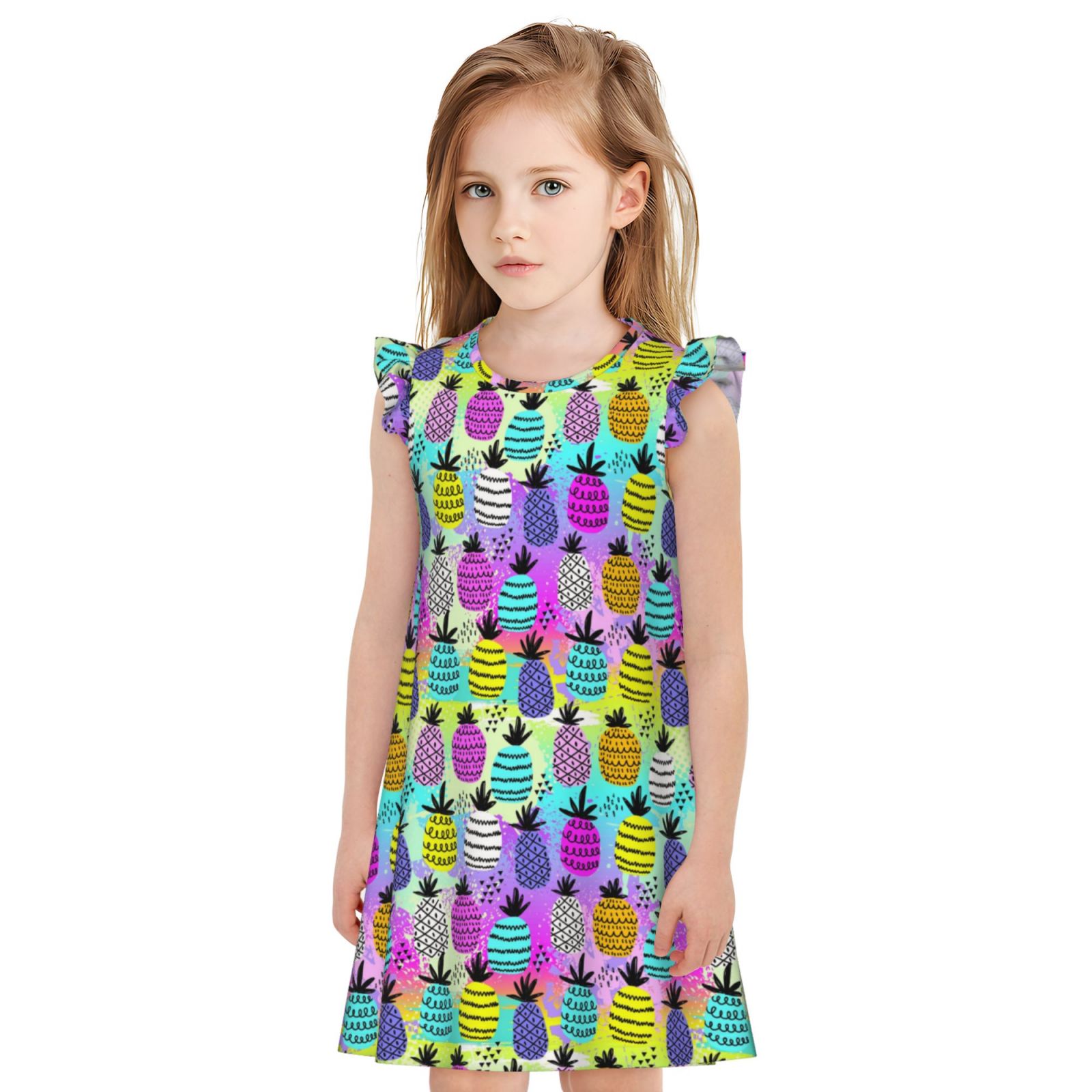 Yiaed Graffiti Pineapples Print Girls Nightgowns, Princess Pajama ...