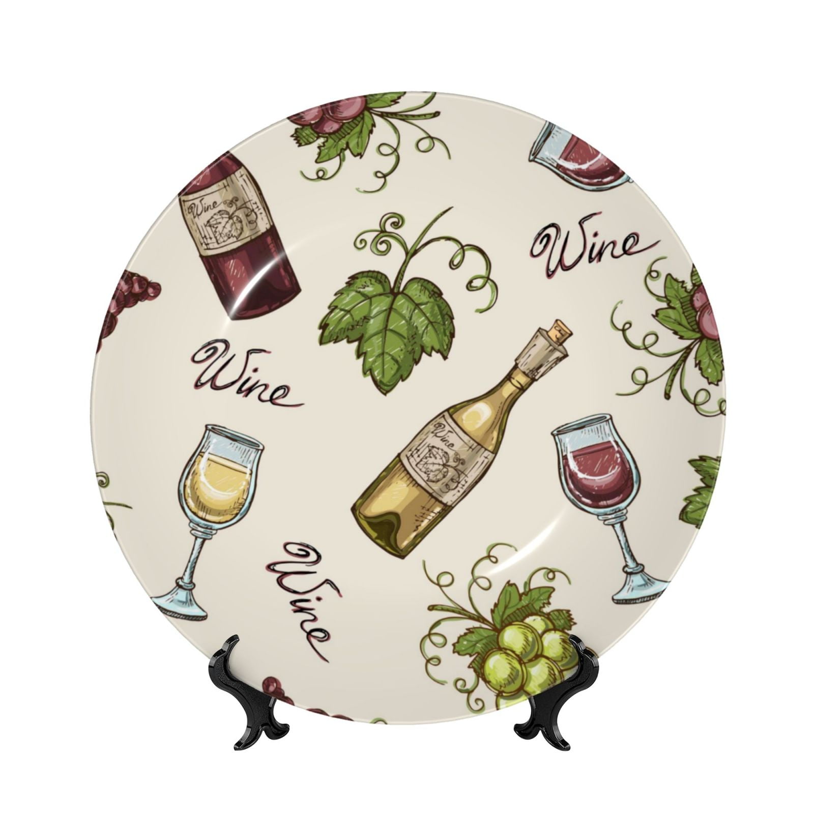 Yiaed Grapes Bbottles Wine Print Bone China Decorative Plate Ceramic ...