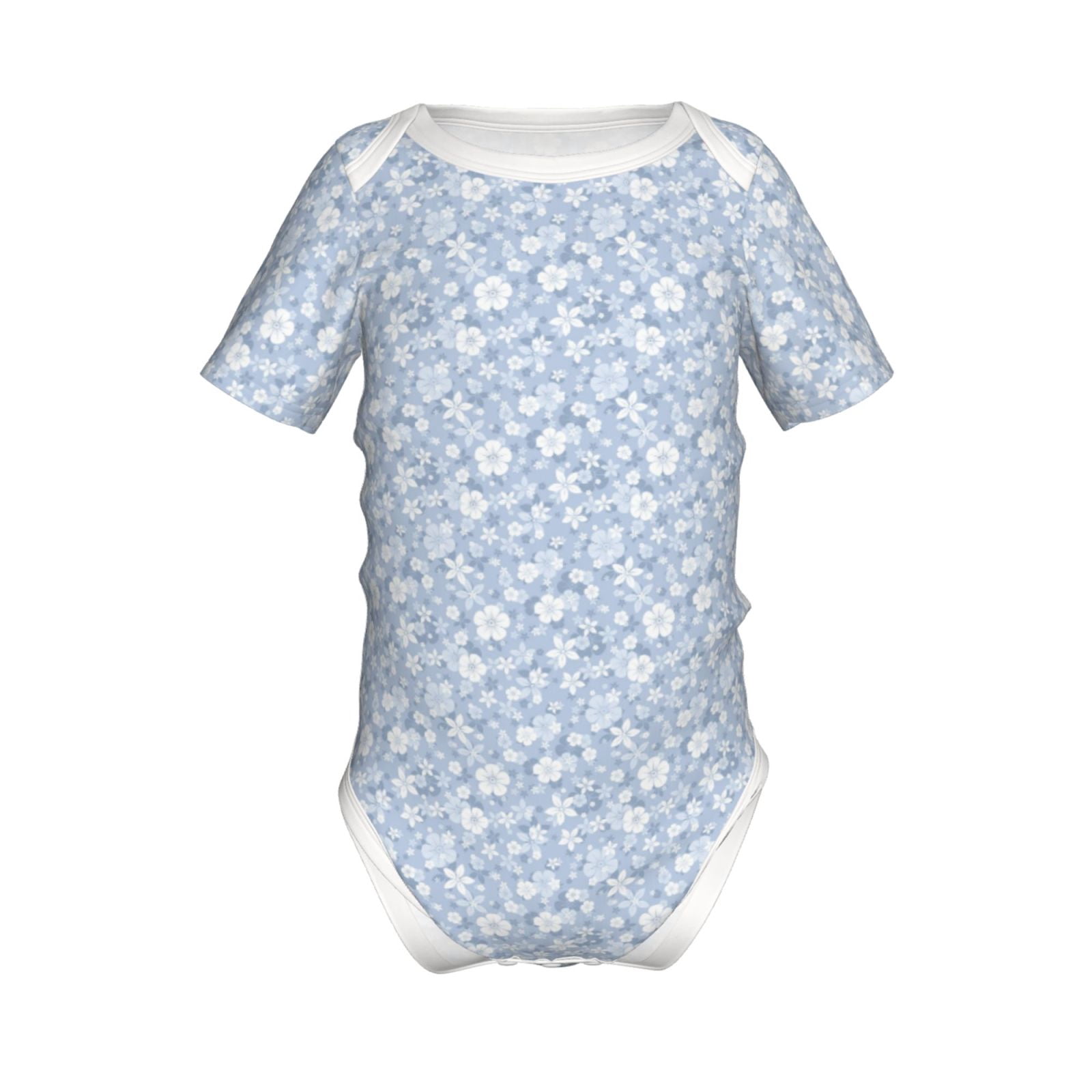 Yiaed Gray White Floral Print Infant Climbing Short Sleeve Onesie One ...