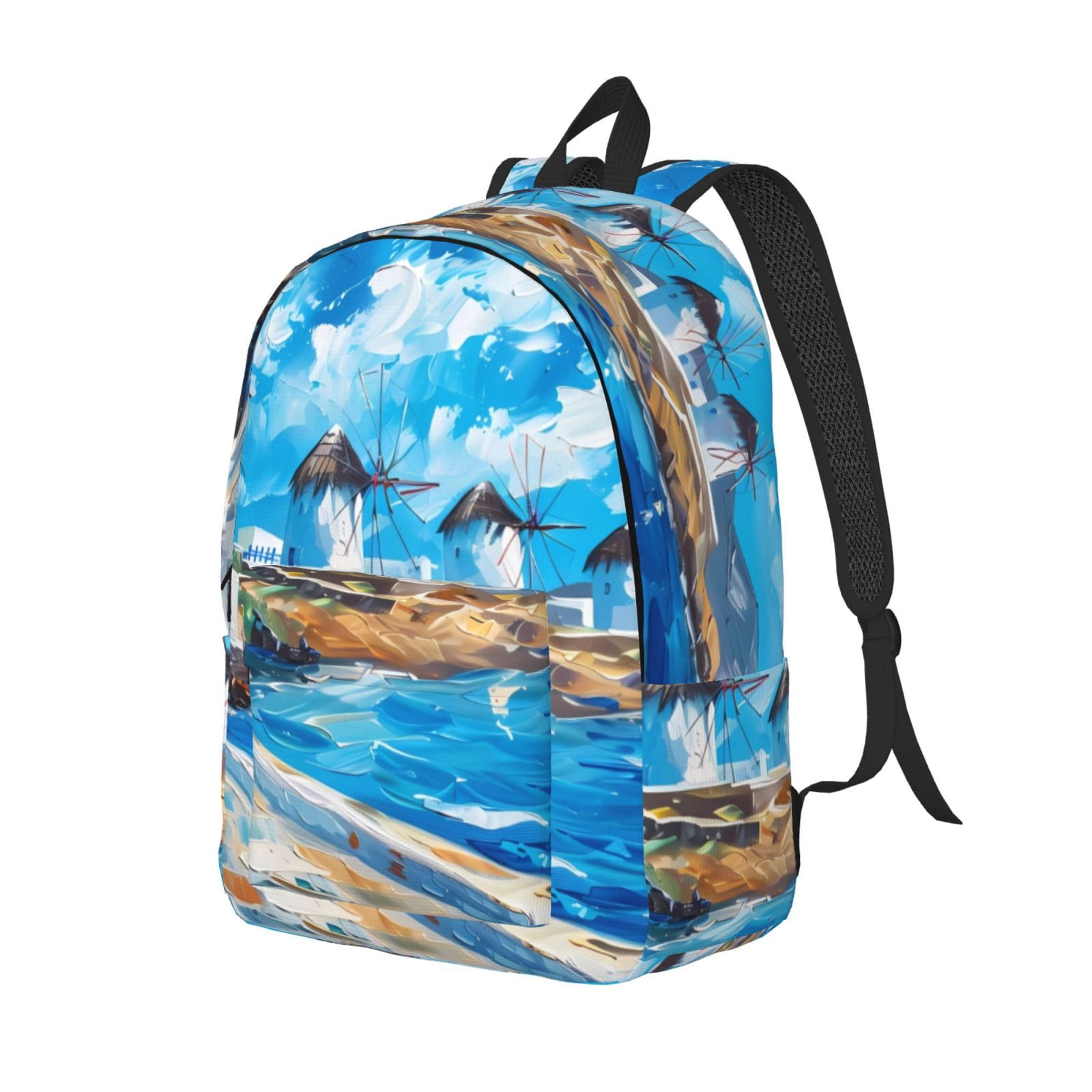 Yiaed Greek Island Windmills Painting Print Laptop Backpack Travel ...