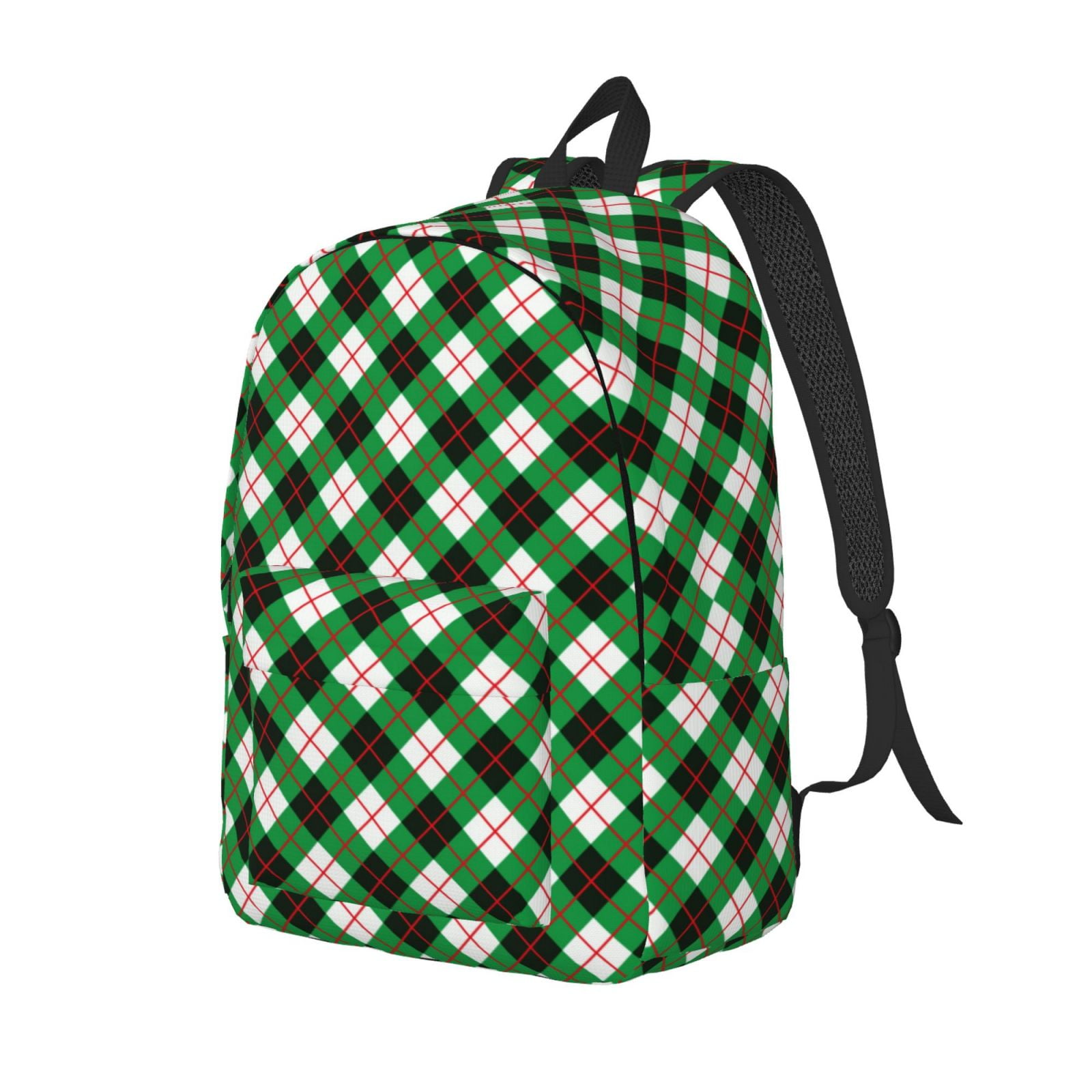 Yiaed Green Argyle Plaid Print Laptop Backpack Travel Canvas Backpack ...