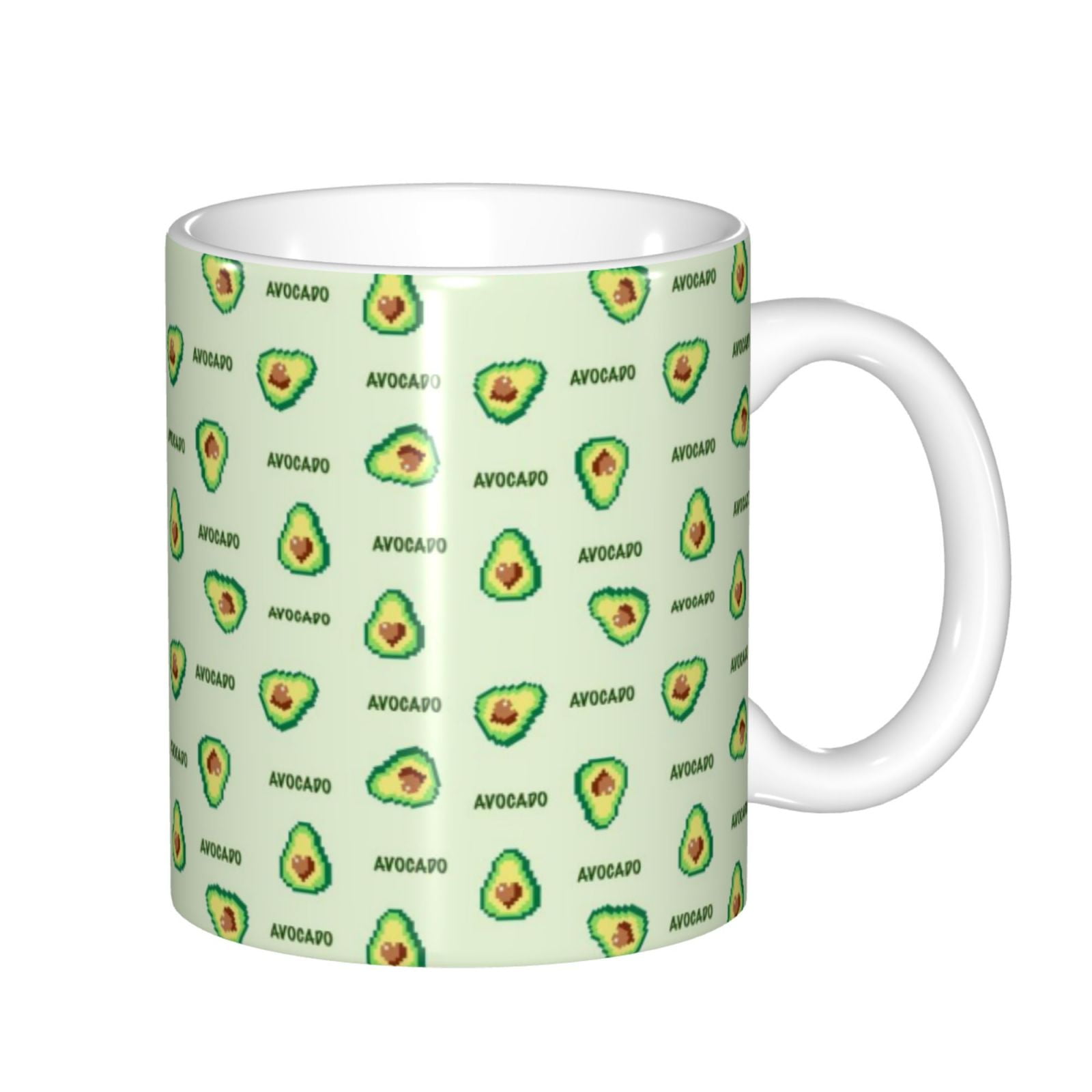 Yiaed Green Avocado Print Ceramics Coffee,Large Handle Design,Extra ...