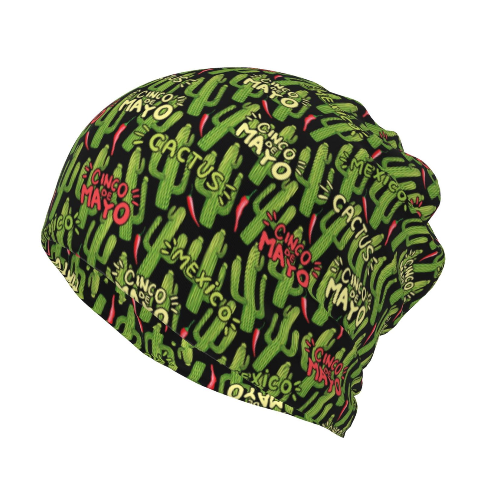 Yiaed Green Cacti And Red Chili Print Multifunction Beanie Hats for ...