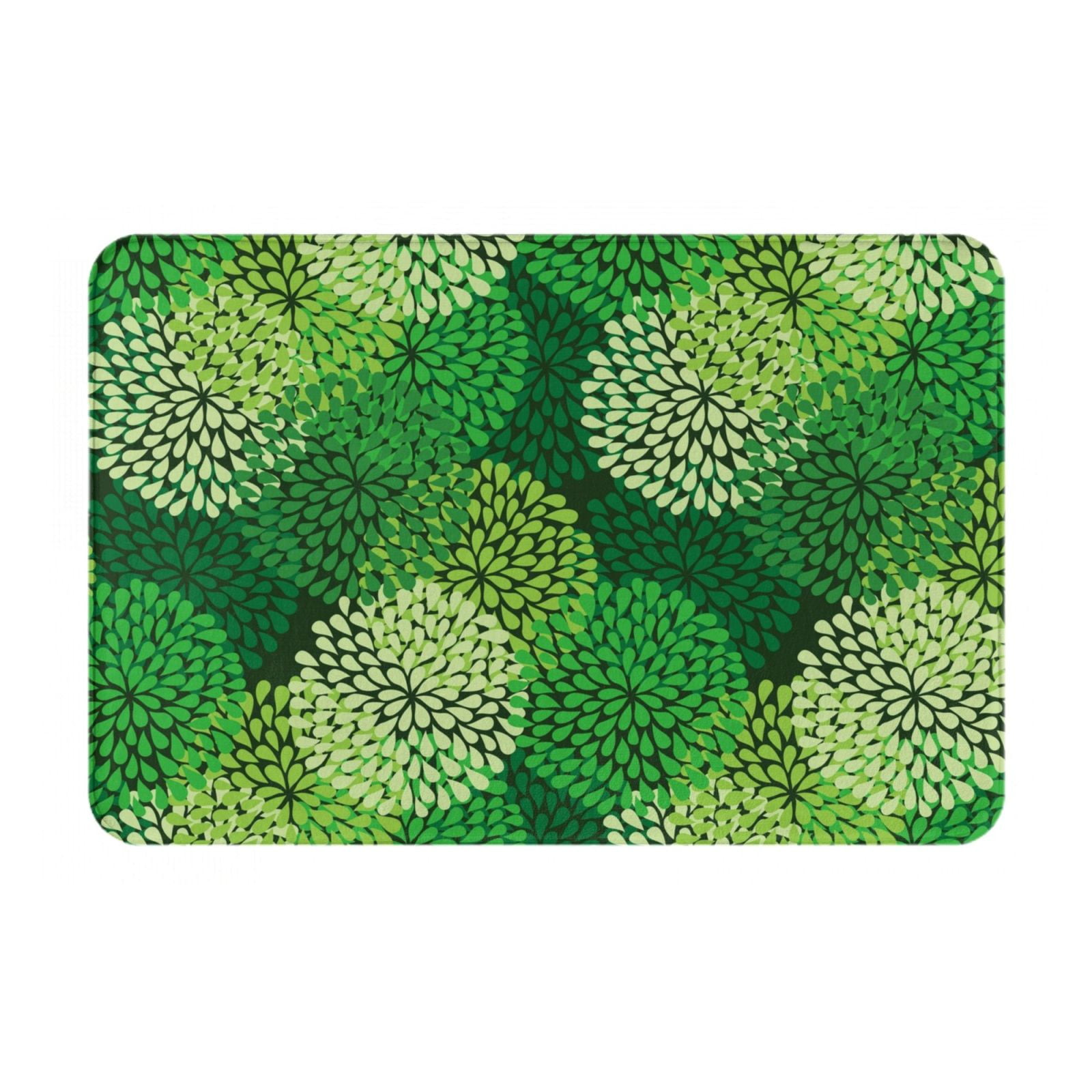 Yiaed Green Flower Print Flannel Doormat Mat Outdoor Indoor Door Mats ...