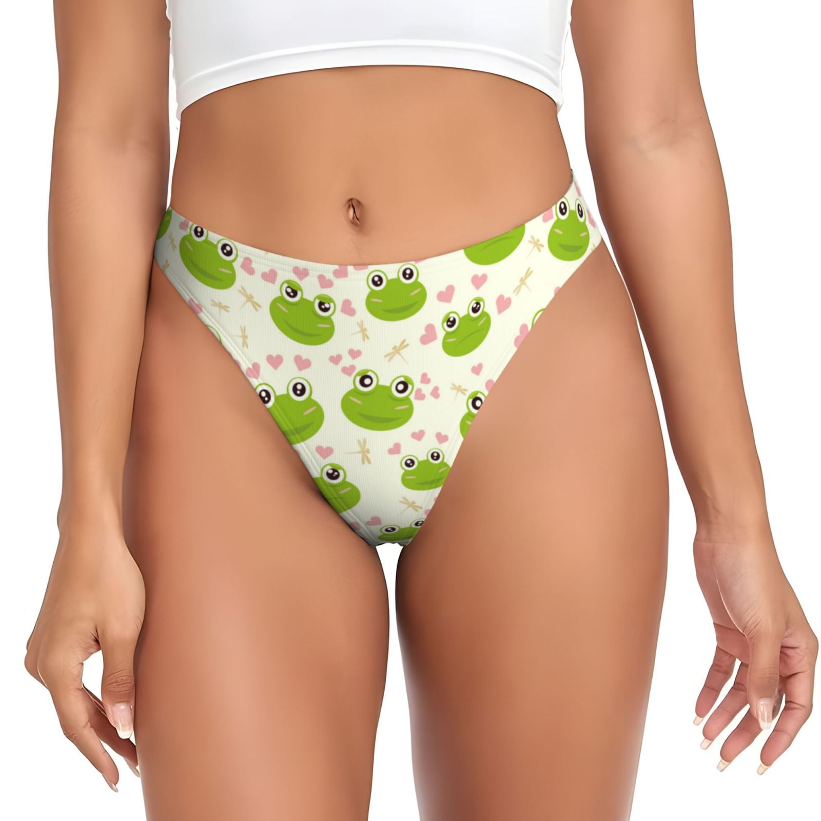 Yiaed Green Frog Print Sexy Underwear for Women Thongs Low oWaist T- back Panties G-Strings ...