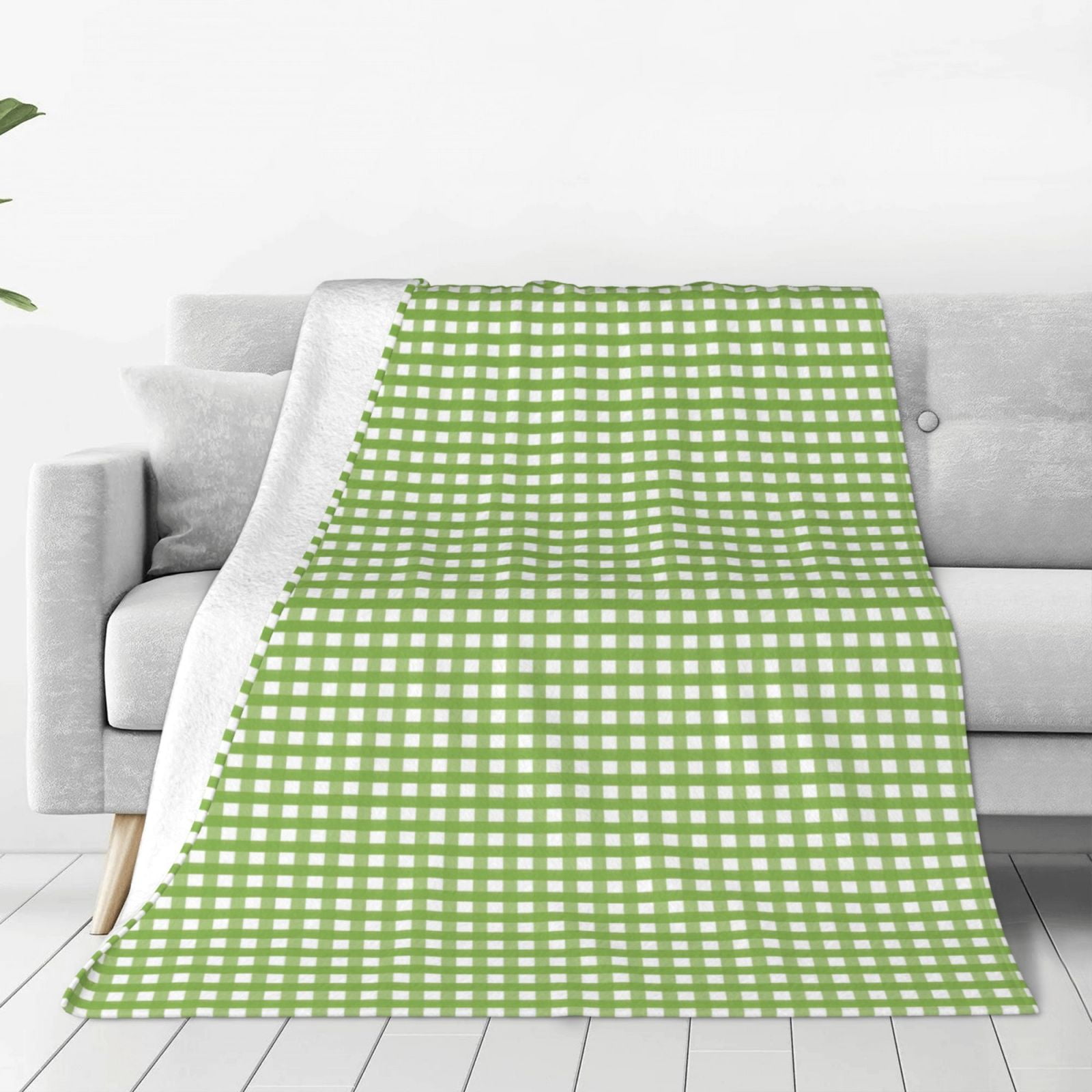 Yiaed Green Gingham Pattern Fleece Throw Blanket,Fleece Throw Blankets ...