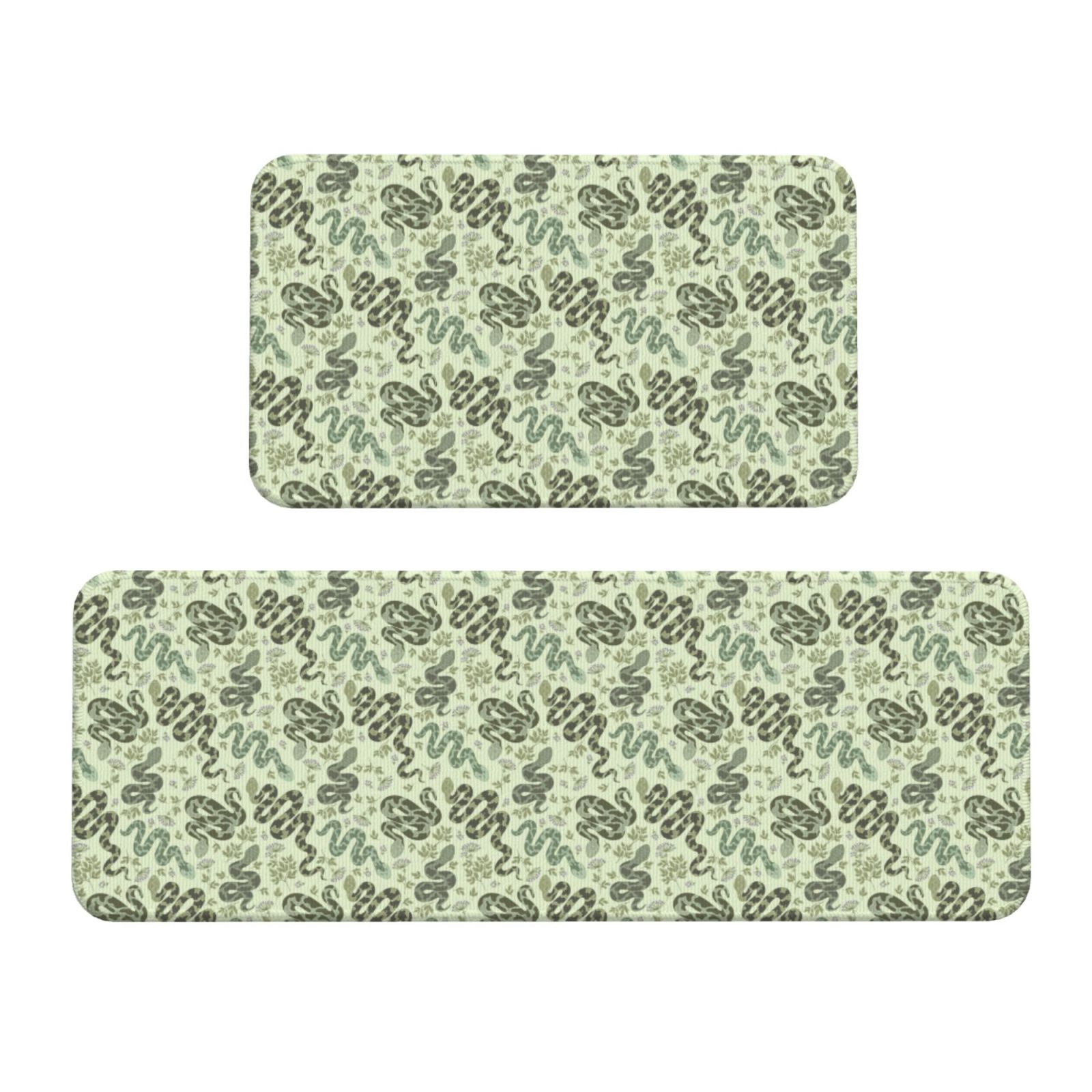 Yiaed Green Snake Kitchen Rugs Sets of 2 Kitchen Mats Cushioned Anti ...