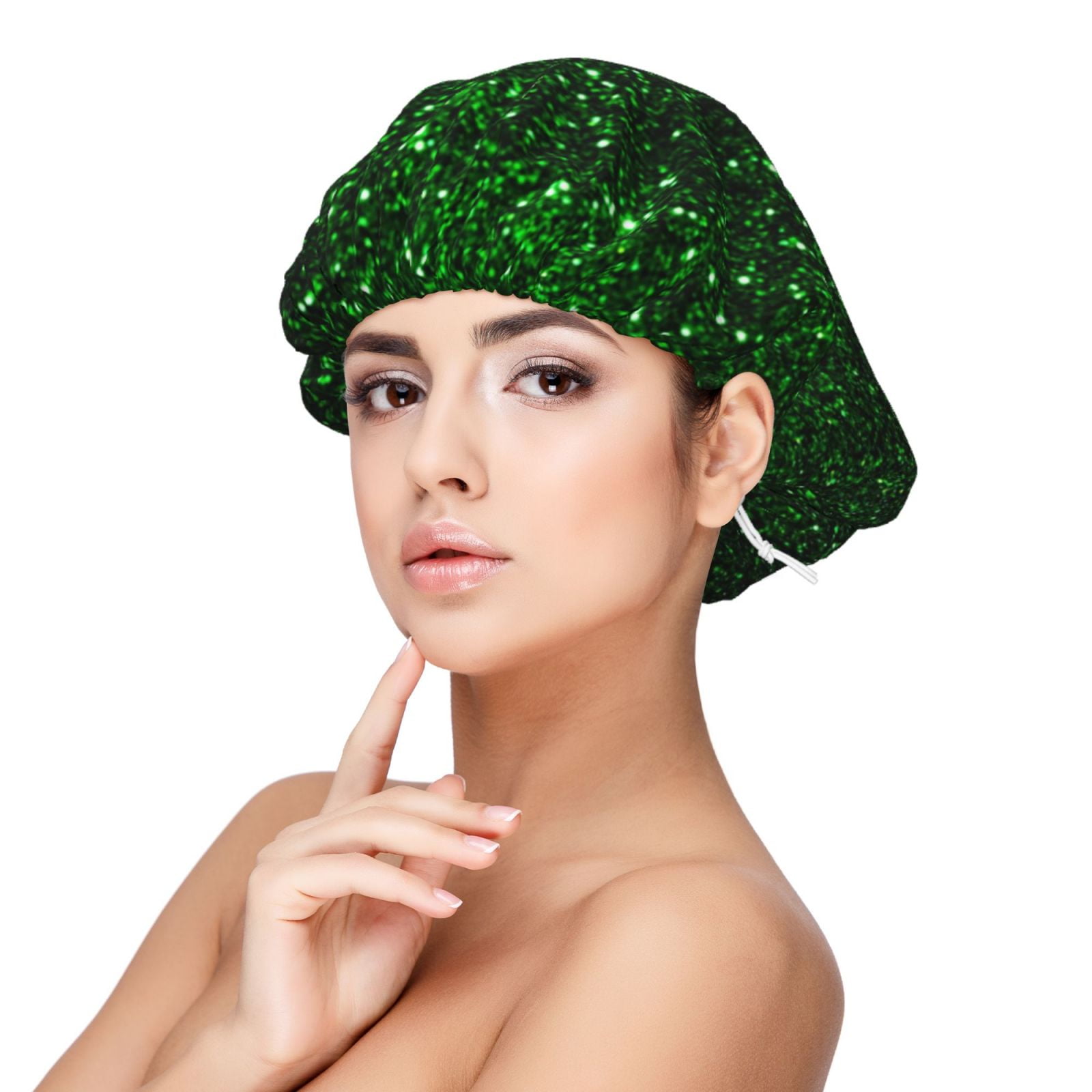 Yiaed Green Sparkling Print Satin Bonnet Silk Bonnet Hair Bonnet for ...