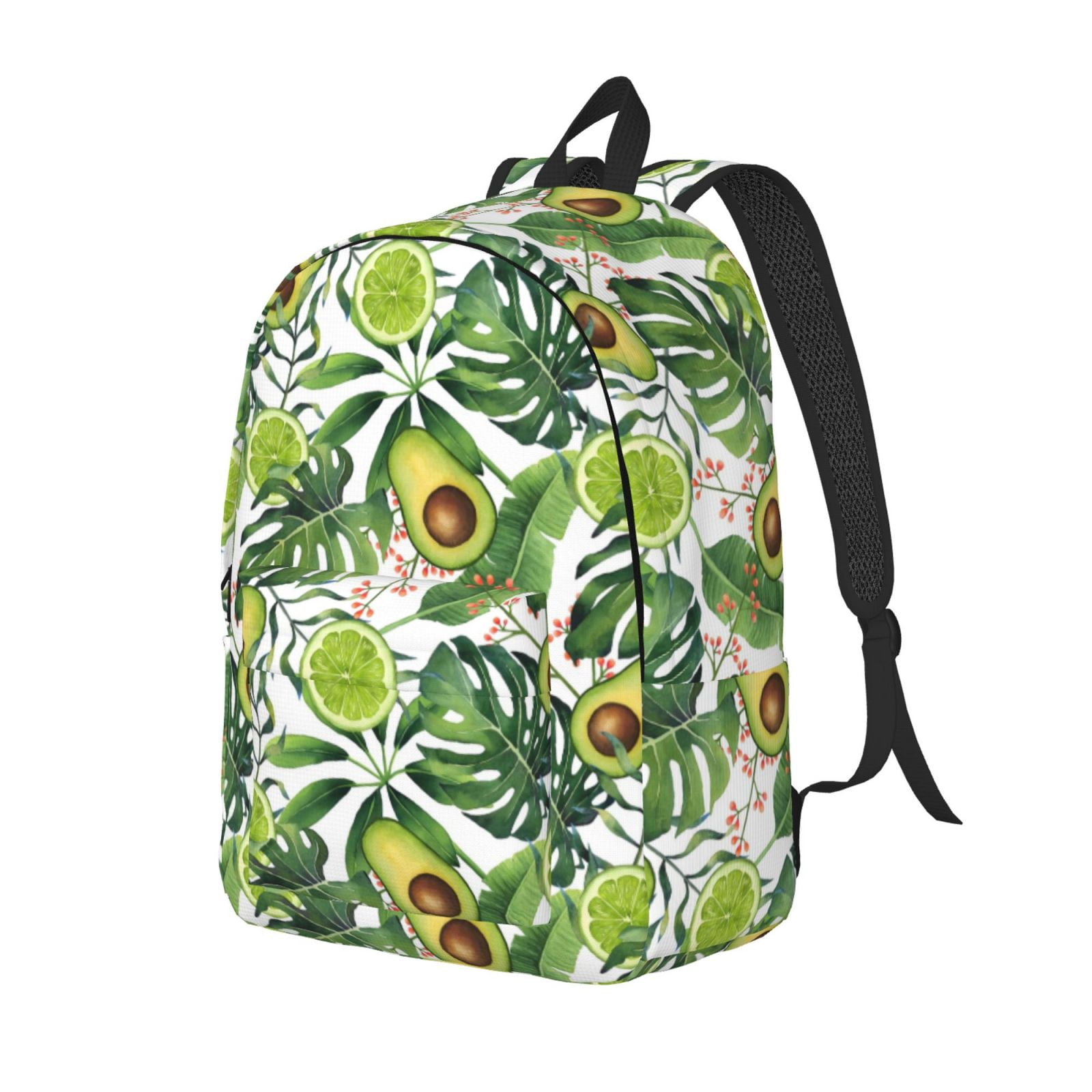 Yiaed Green Tropical Print Print Laptop Backpack Travel Canvas Backpack ...