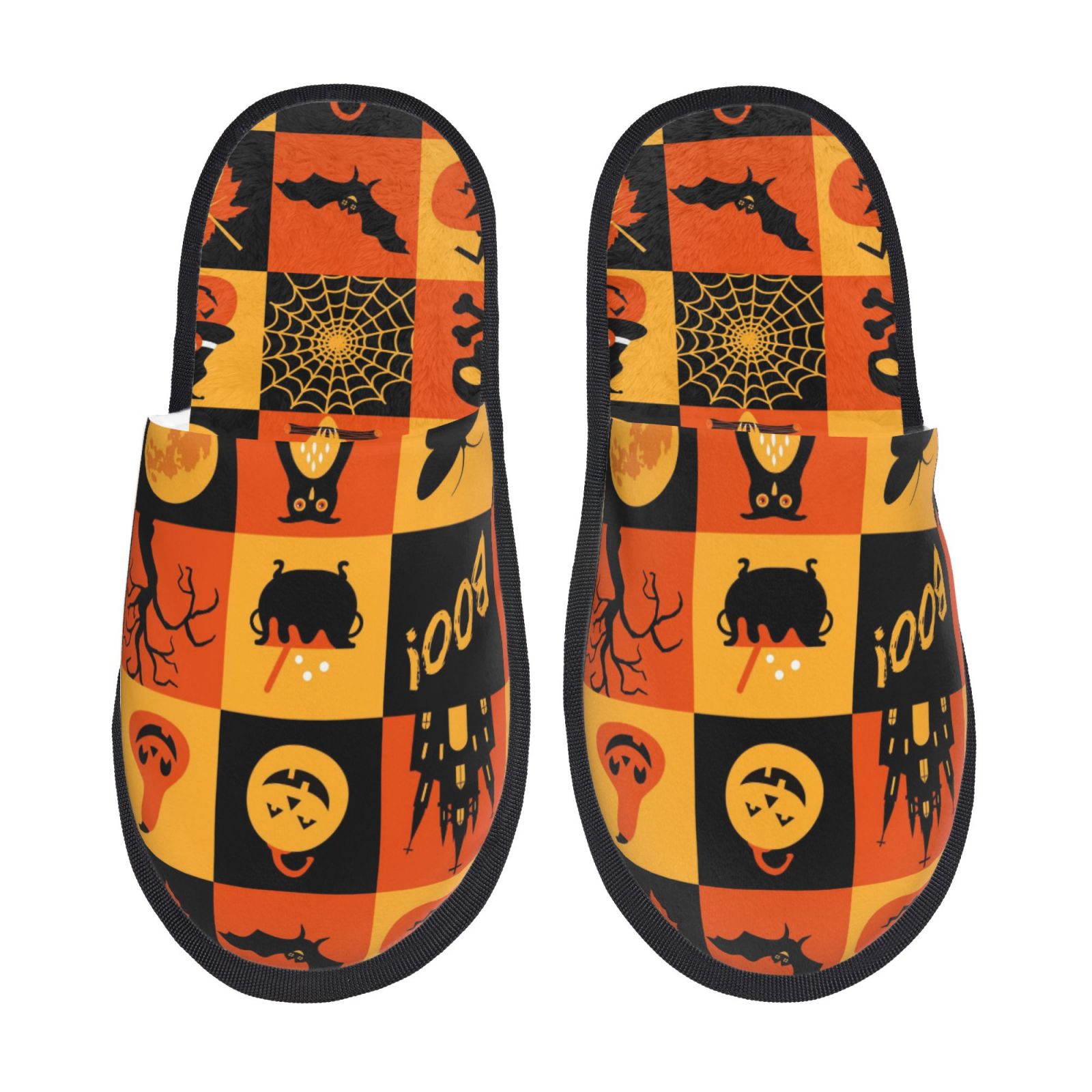 Yiaed Halloween Banner Symbols Print Unisex House Slippers, Slip on ...