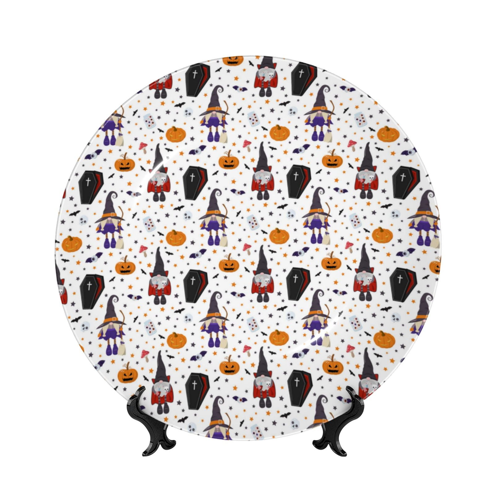 Yiaed Halloween Gnome Print Bone China Decorative Plate Ceramic Dinner ...