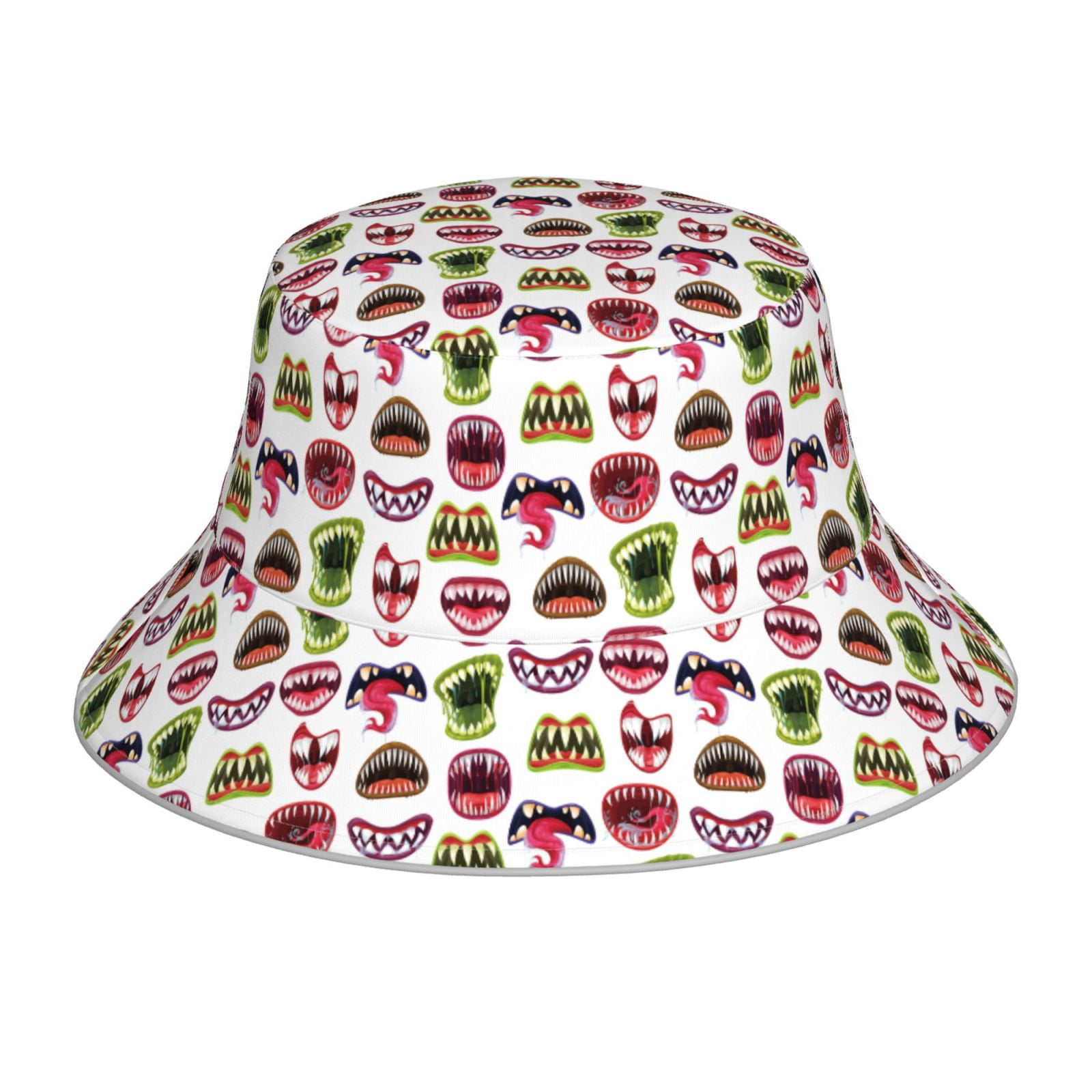Yiaed Halloween Mouth Print Reflective Stripe Bucket Hat Unisex Funny ...