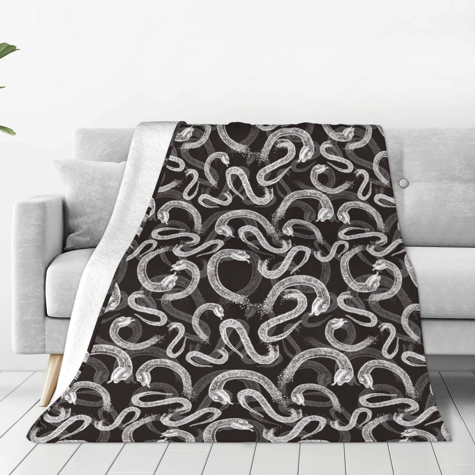 Yiaed Hand Drawn Snake Pattern Fleece Throw Blanket,Fleece Throw ...