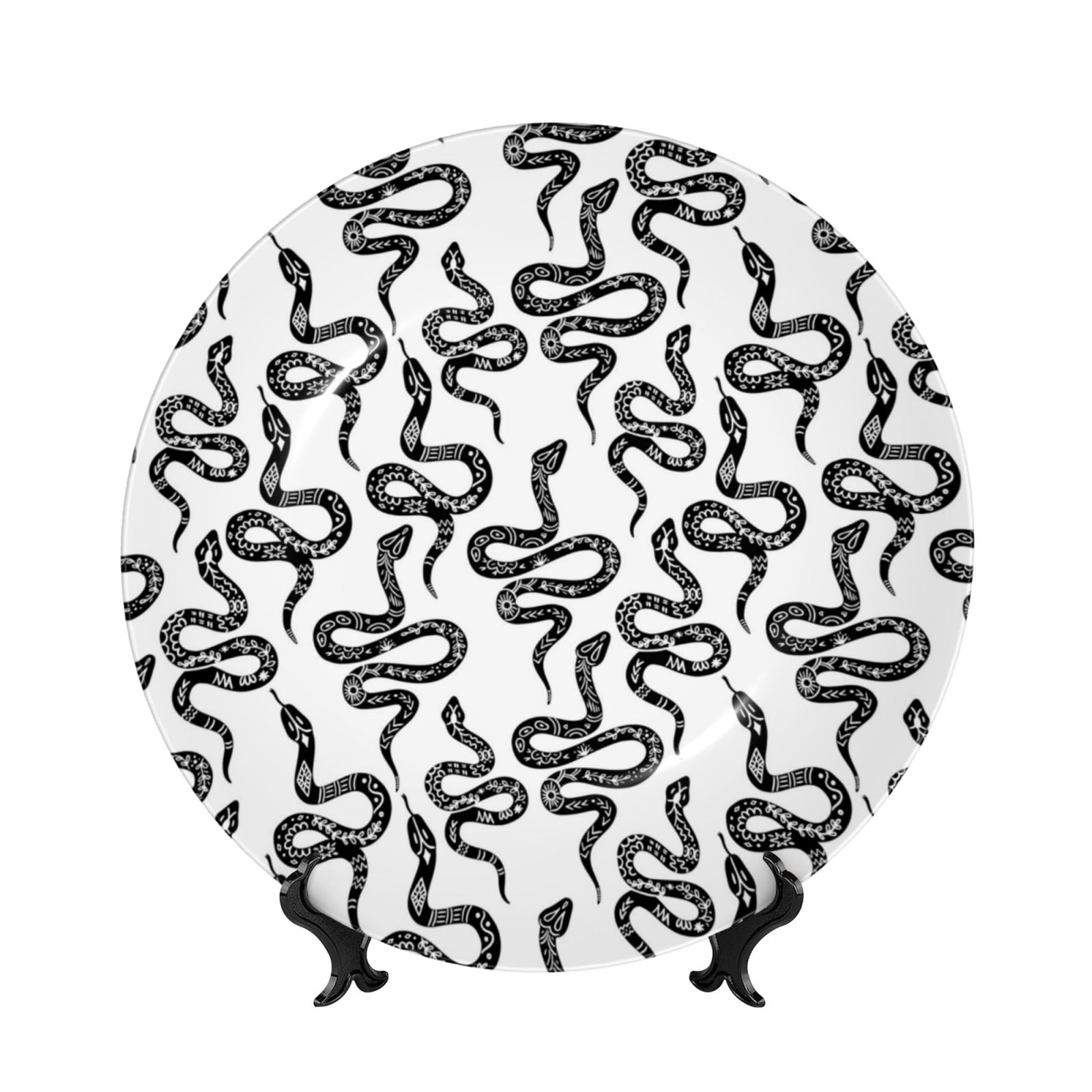 Yiaed Hand Drawn Snake Print Bone China Decorative Plate Ceramic Dinner ...