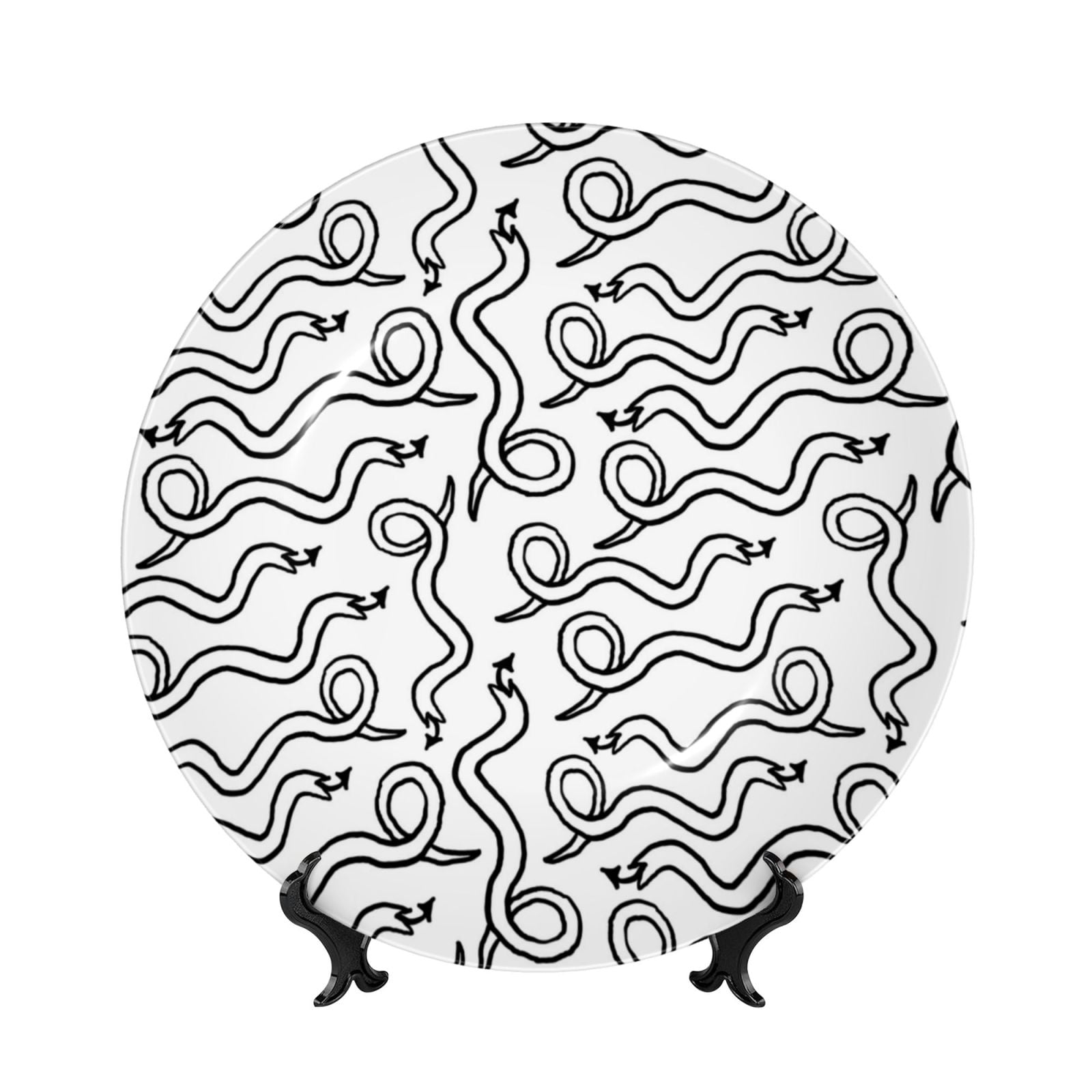 Yiaed Hand Drawn Snake Print Bone China Decorative Plate Ceramic Dinner ...