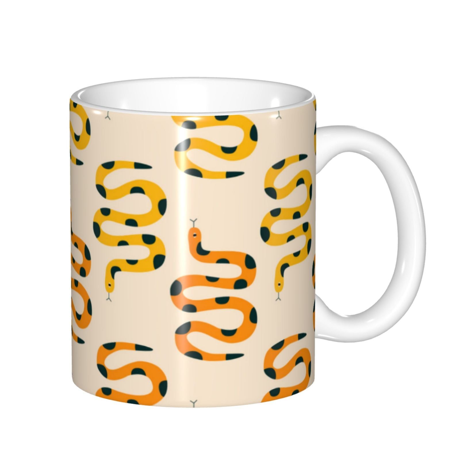 Yiaed Hand Drawn Snake Print Ceramics Coffee,Large Handle Design,Extra ...