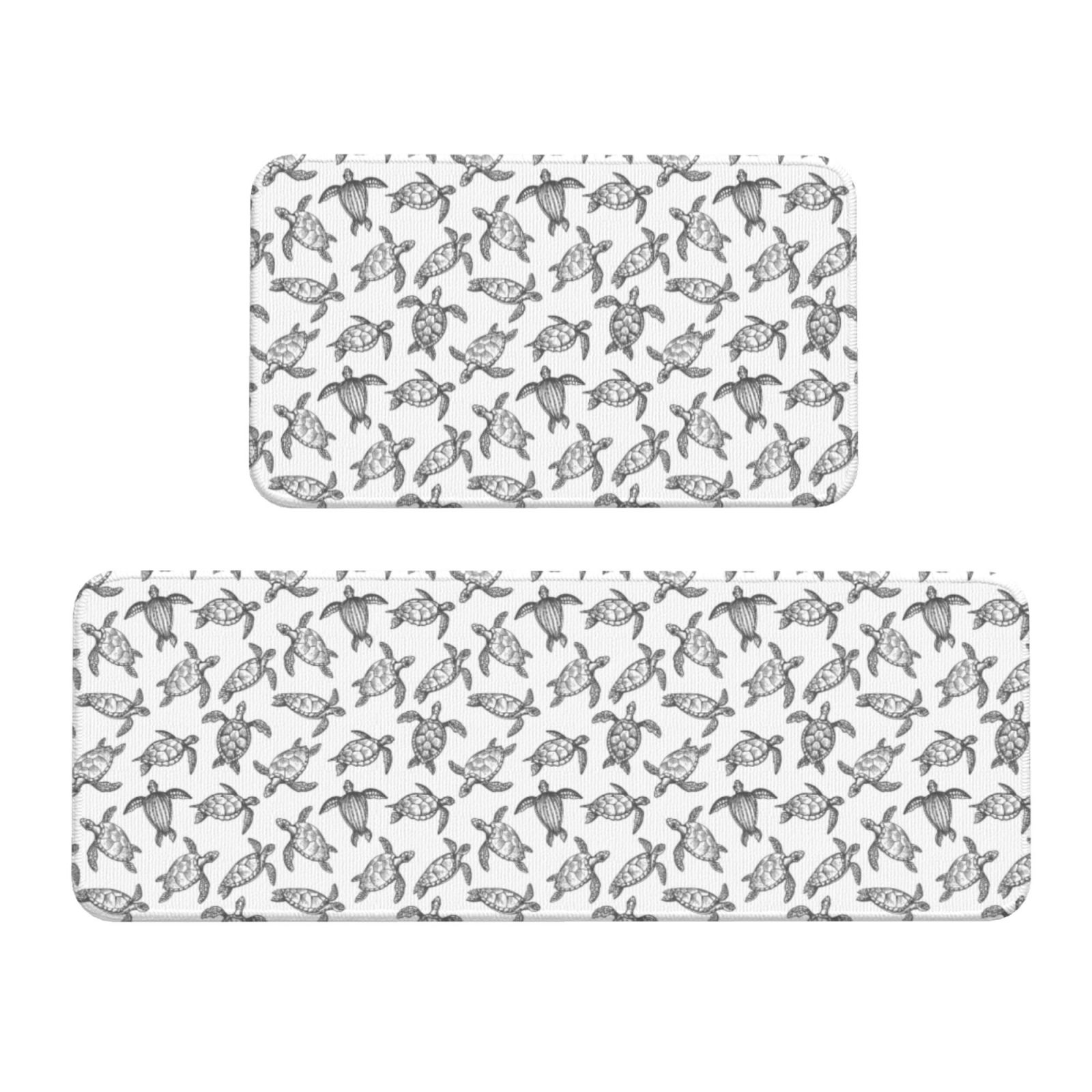 Yiaed Hand Drawn Turtle Kitchen Rugs Sets of 2 Kitchen Mats Cushioned ...