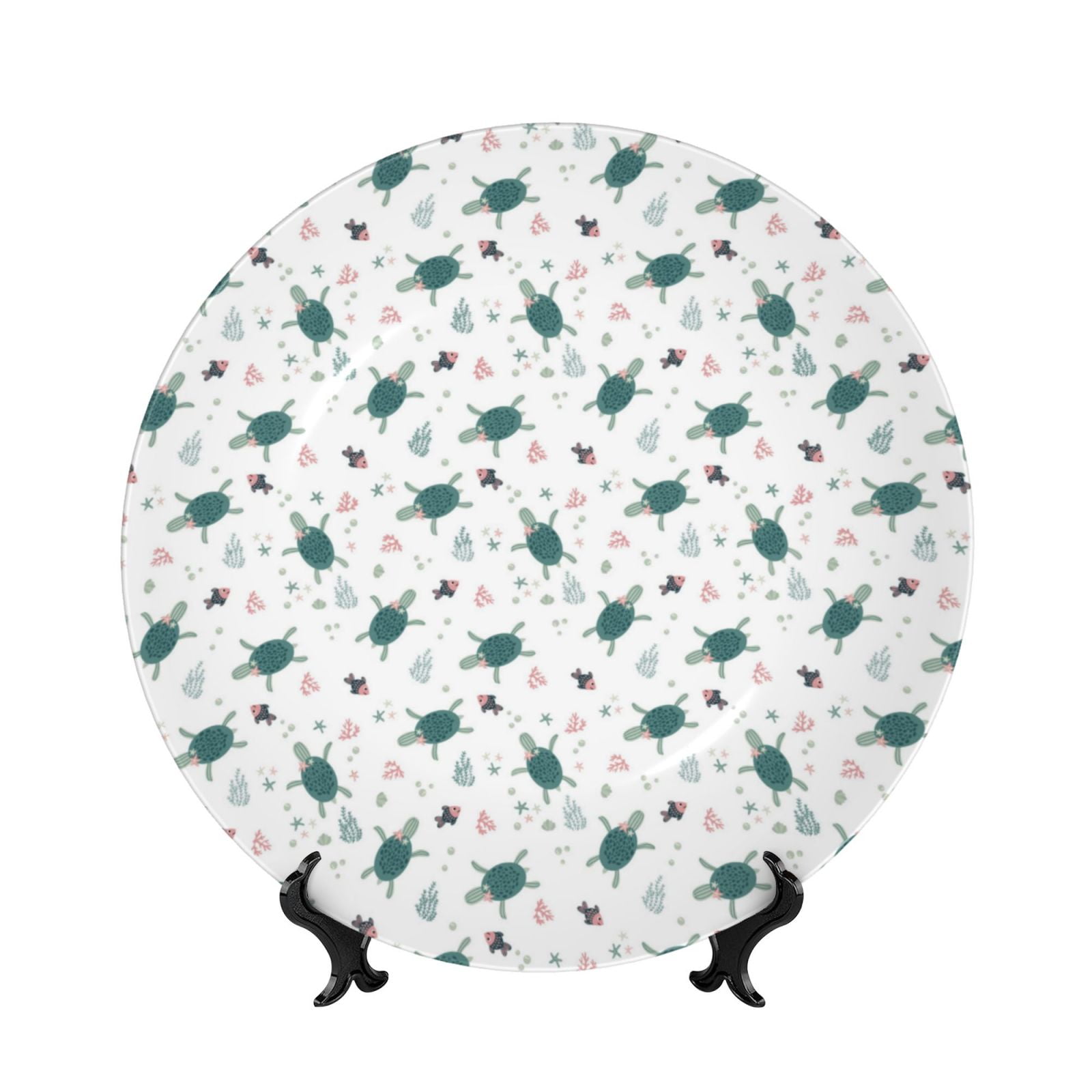 Yiaed Hand Drawn Turtle Print Bone China Decorative Plate Ceramic ...