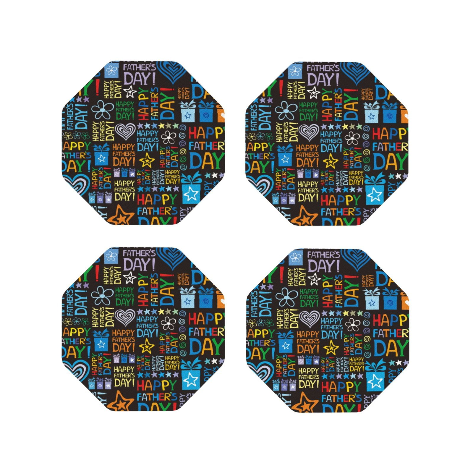 Yiaed Happy Father Day Print Leather Coasters for Drinks - Cup Coasters ...