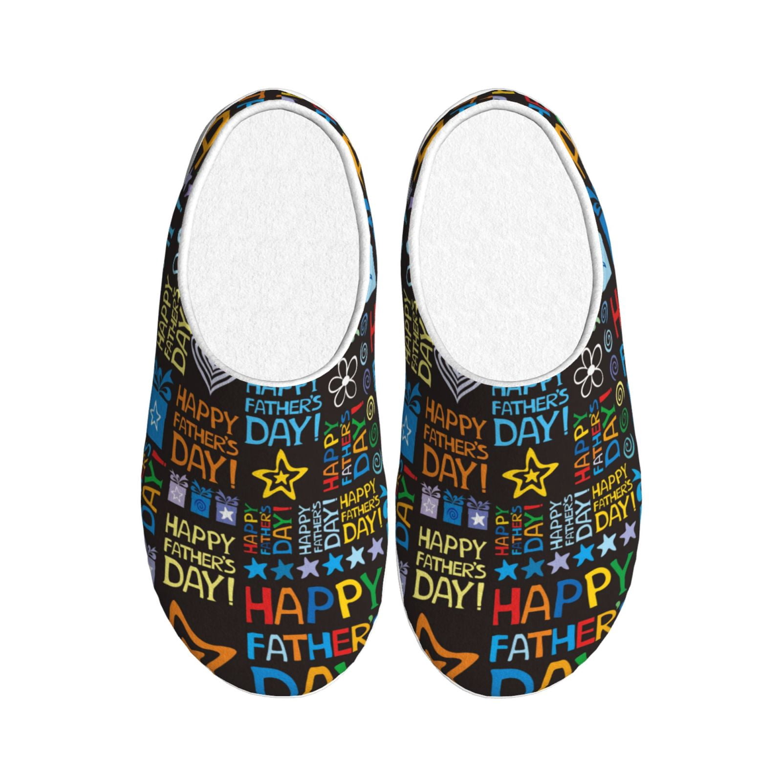 Yiaed Happy Father Day Print Slippers Fuzzy Warm Cozy Slippers Non Slip ...