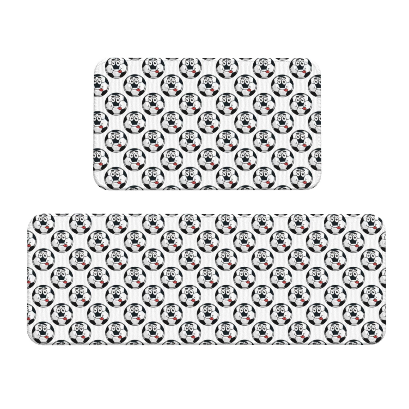 Yiaed Happy Football Kitchen Rugs Sets of 2 Kitchen Mats Cushioned Anti ...