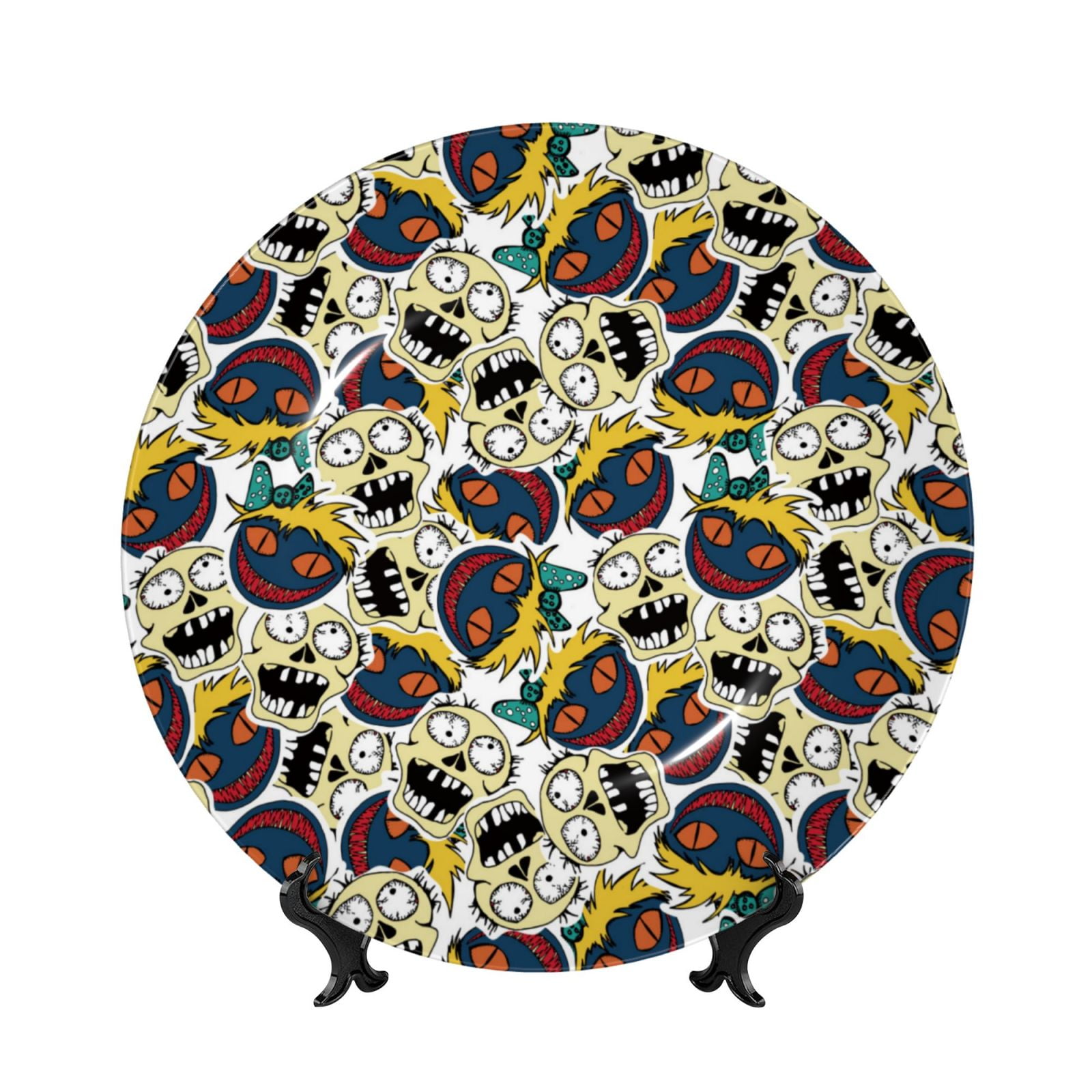 Yiaed Happy Skeleton Print Bone China Decorative Plate Ceramic Dinner ...