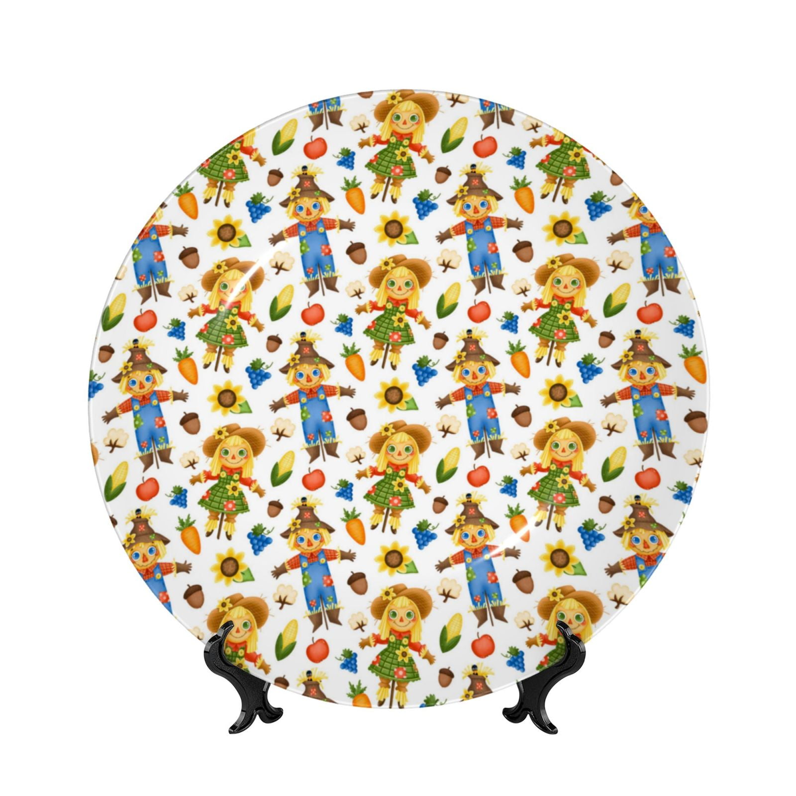Yiaed Harvest Scarecrow Pattern Print Bone China Decorative Plate ...