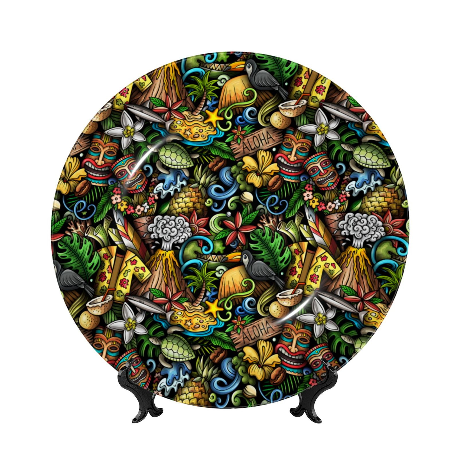 Yiaed Hawaiian Culture Symbols Print Bone China Decorative Plate ...