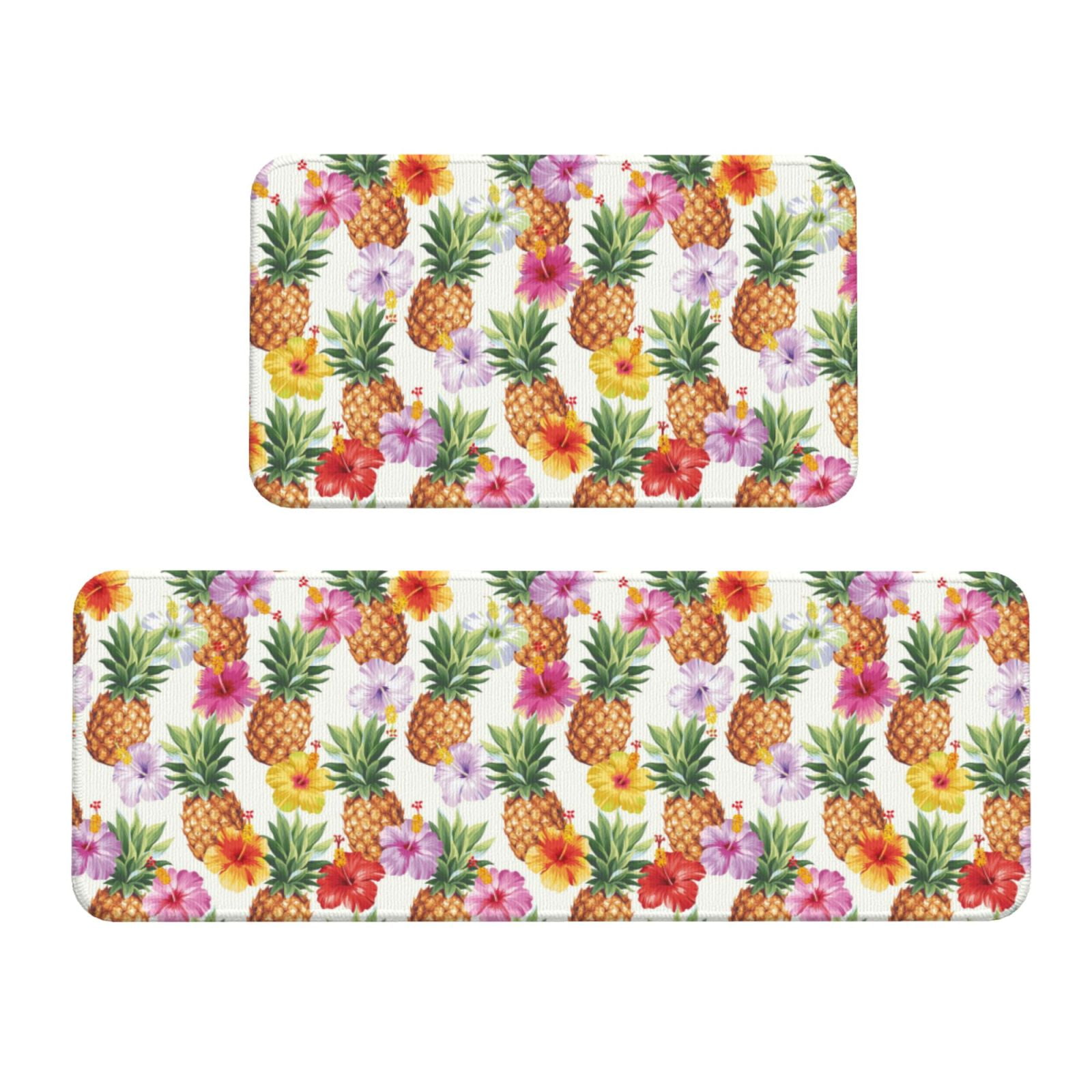 Yiaed Hawaiian Pineappl Kitchen Rugs Sets of 2 Kitchen Mats Cushioned ...