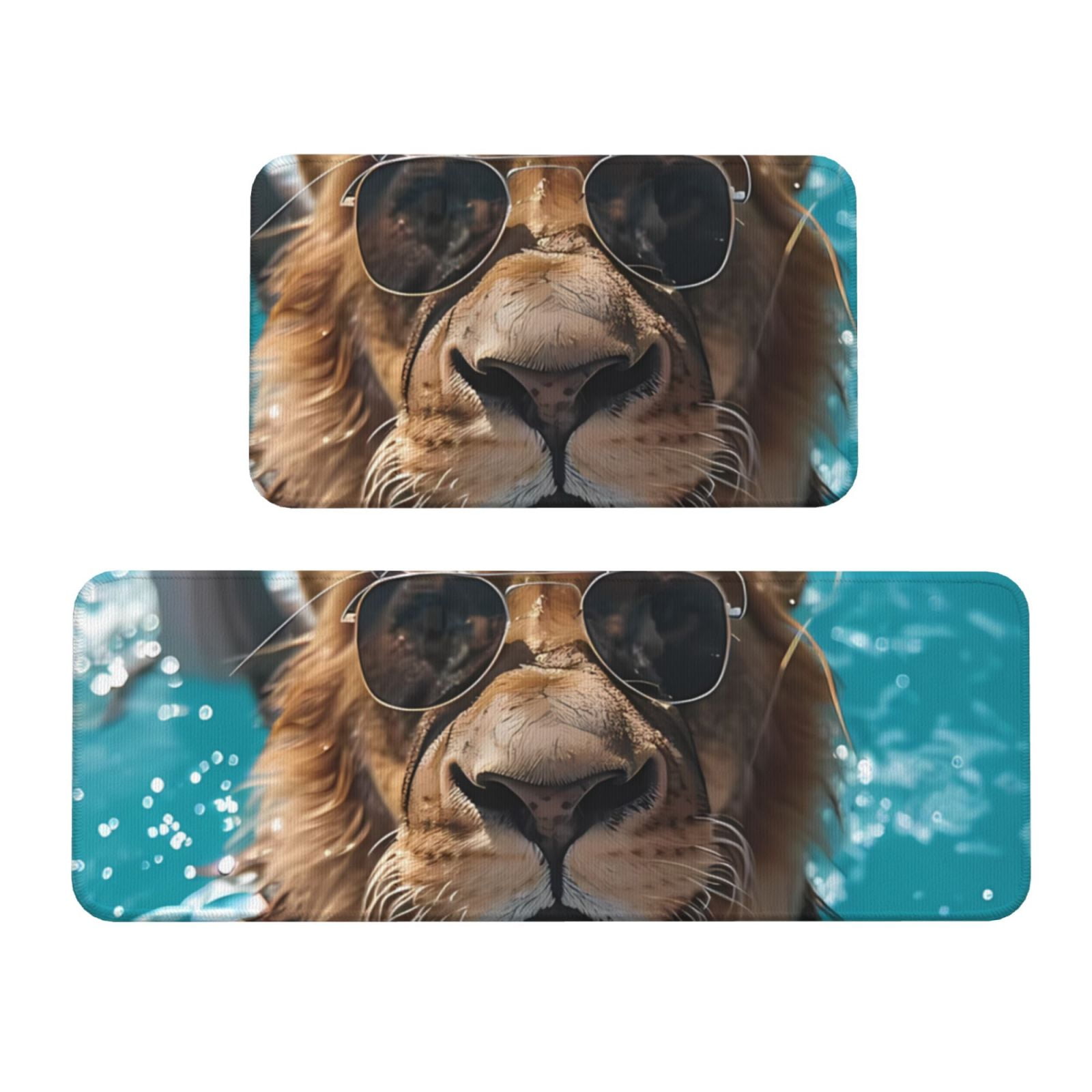 Yiaed Hawaiian Swimming Lion Kitchen Rugs Sets of 2 Kitchen Mats ...